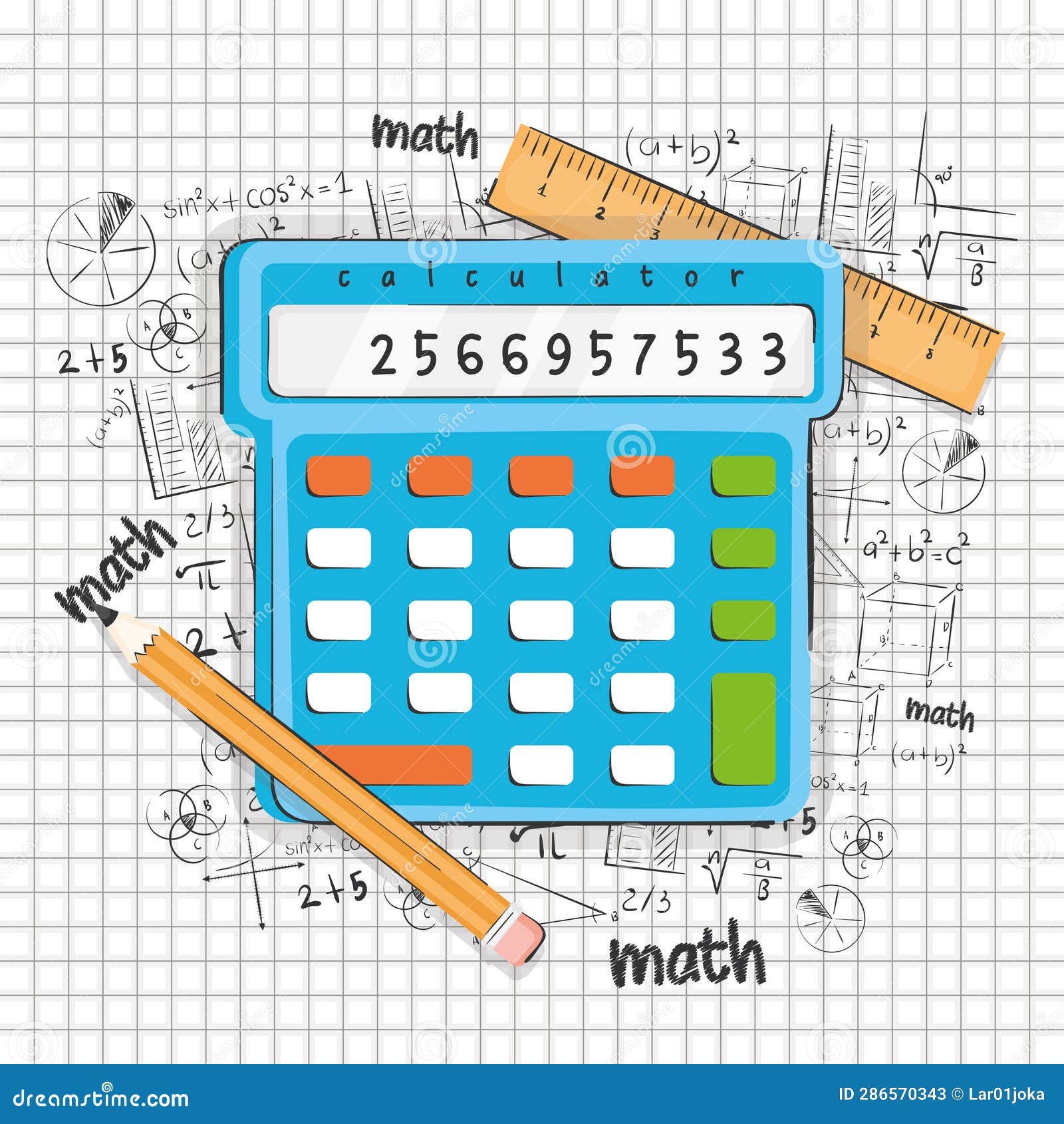 Isolated Calculator with Mathematical Formulas Math Class Concept ...