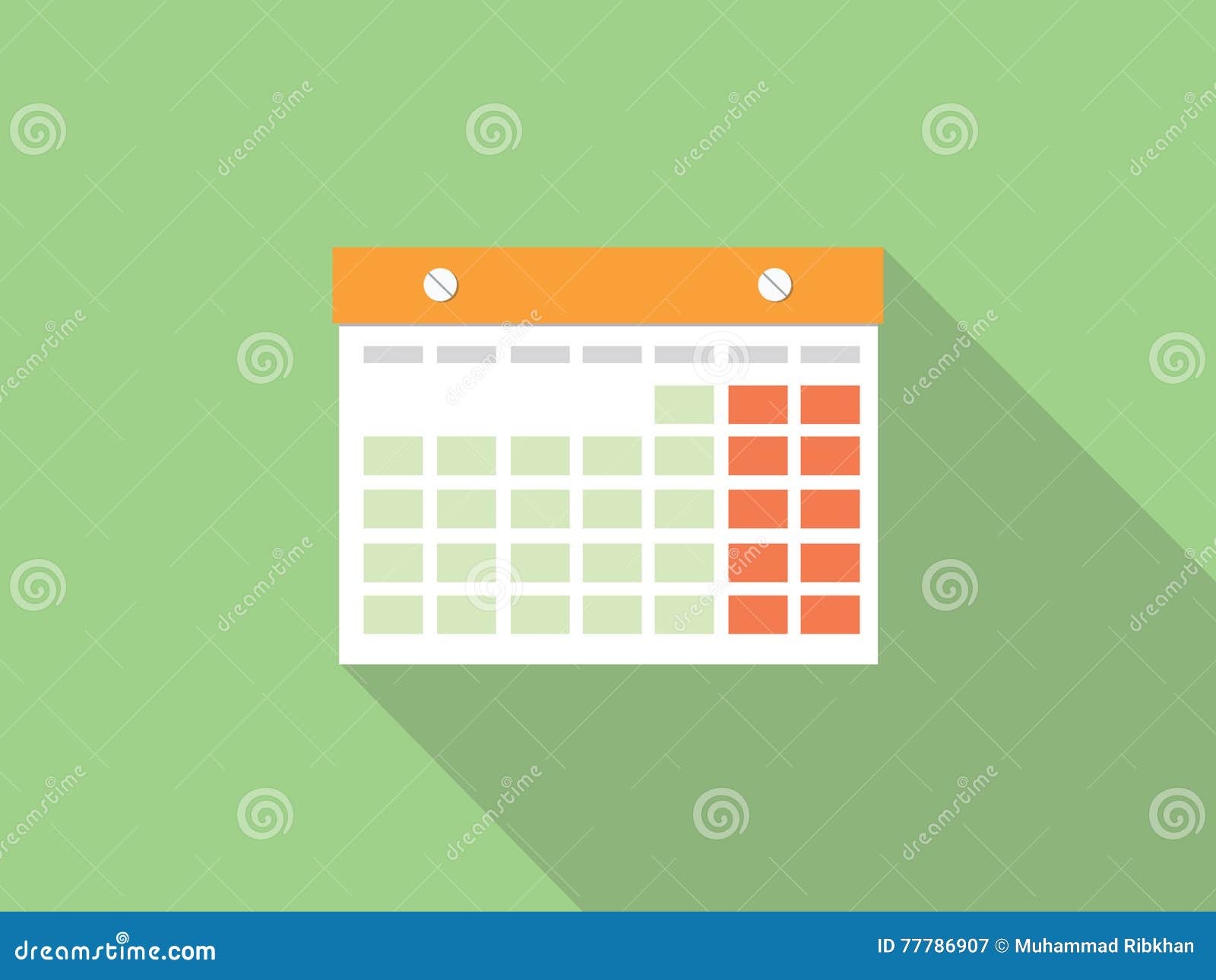 Isolated Calendar with Green Background and Long Shadow Style Stock ...