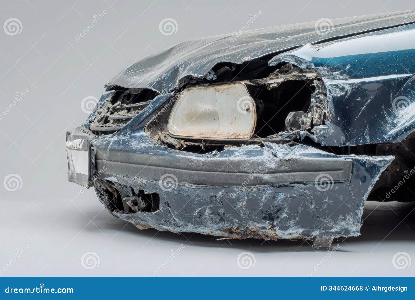Damaged Car Bumper with a Significant Dent Under Bright Studio Lighting ...