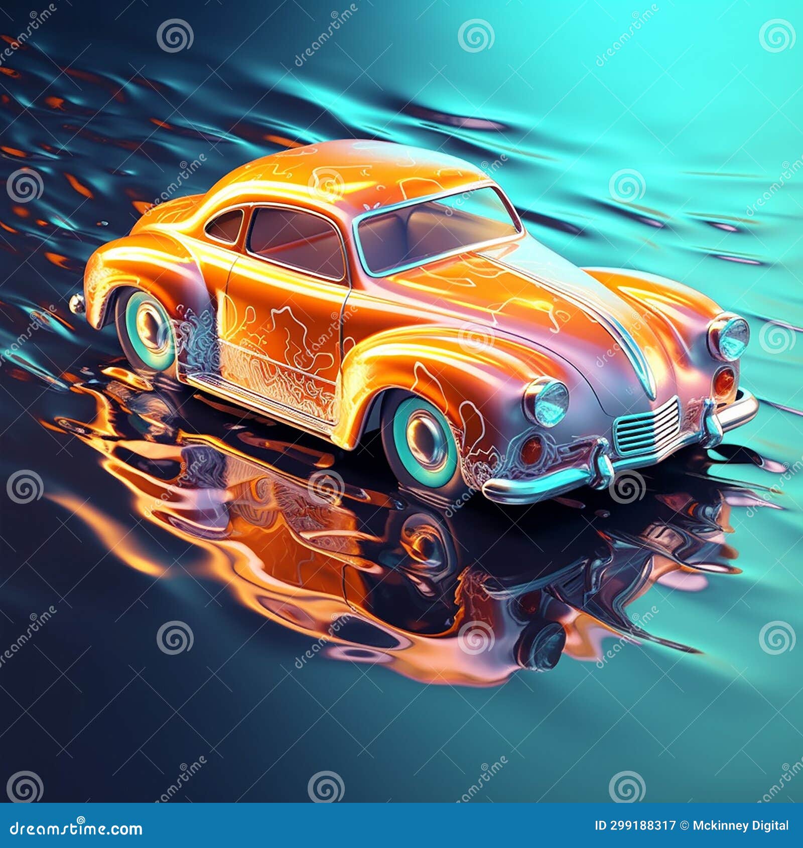 Car with Metallic, Melting, Surrealistic Look. Stock Image - Image of ...