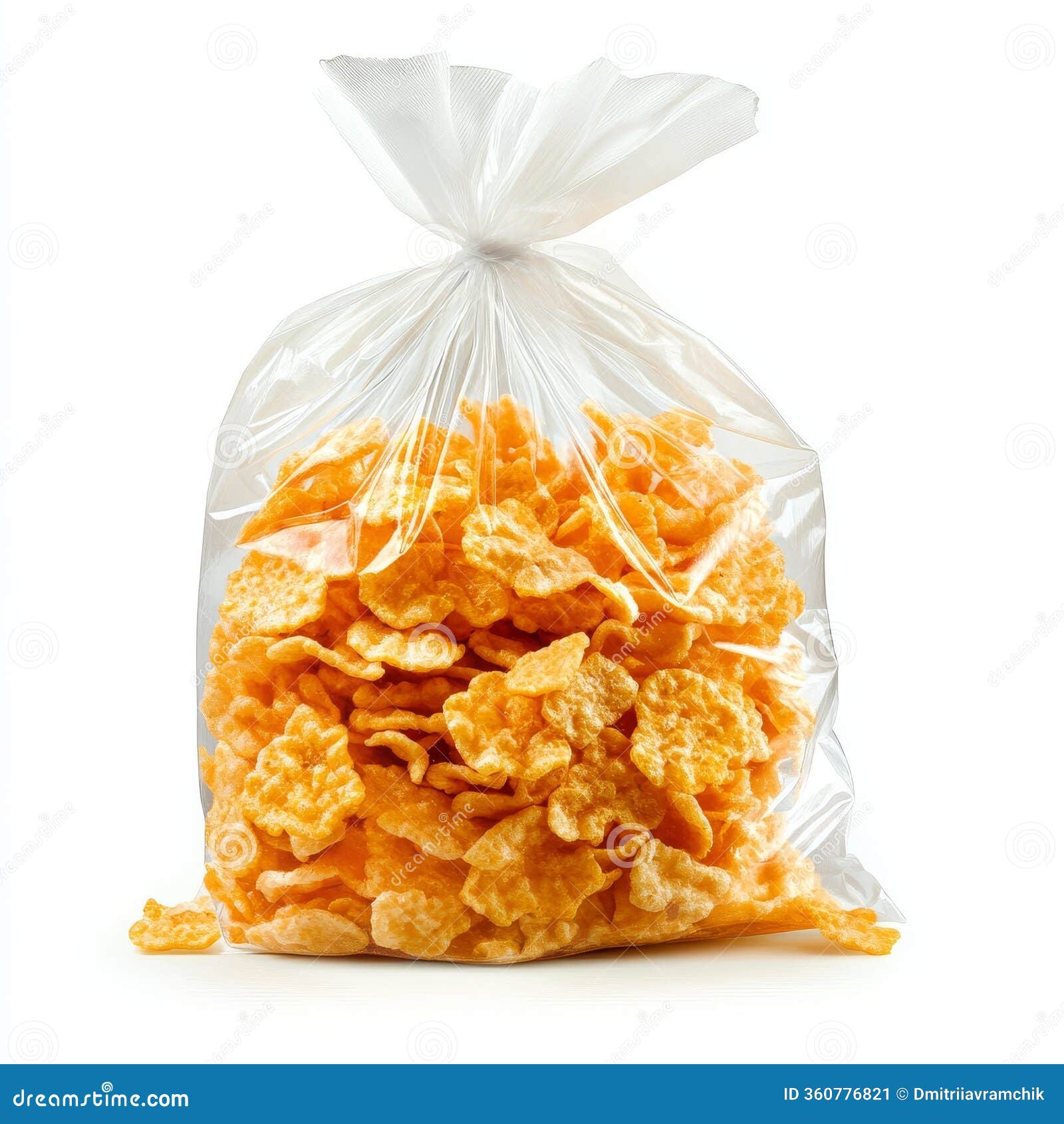 Isolated Caramel Cornflakes in a Clear Plastic Bag on a Transparent ...