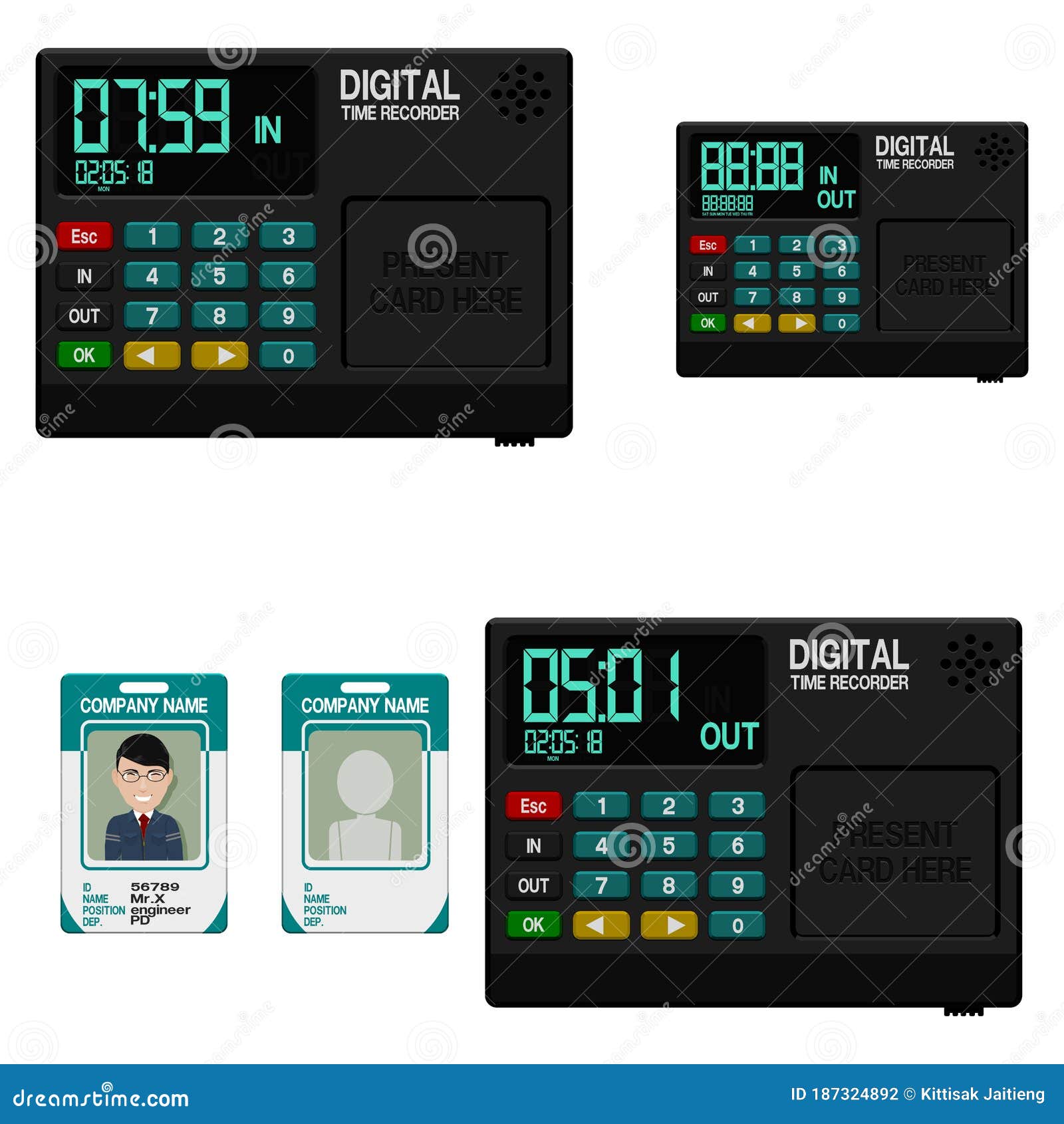 Isolated Card Identification Time Recorder on Transparent Background ...