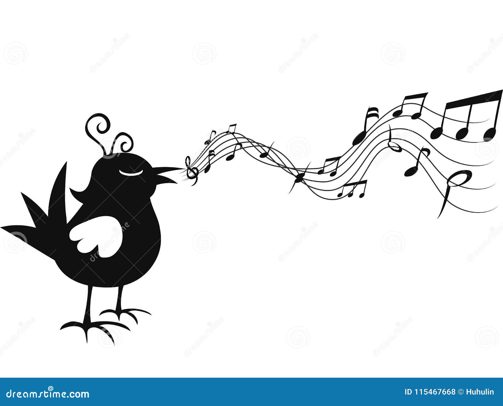 Isolated Cartoon Bird Singing with Music Note Stock Vector ...