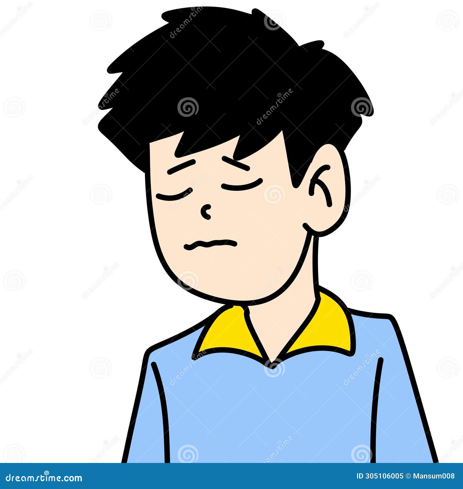 Isolated Cartoon of a Boy with a Headache Stock Illustration ...