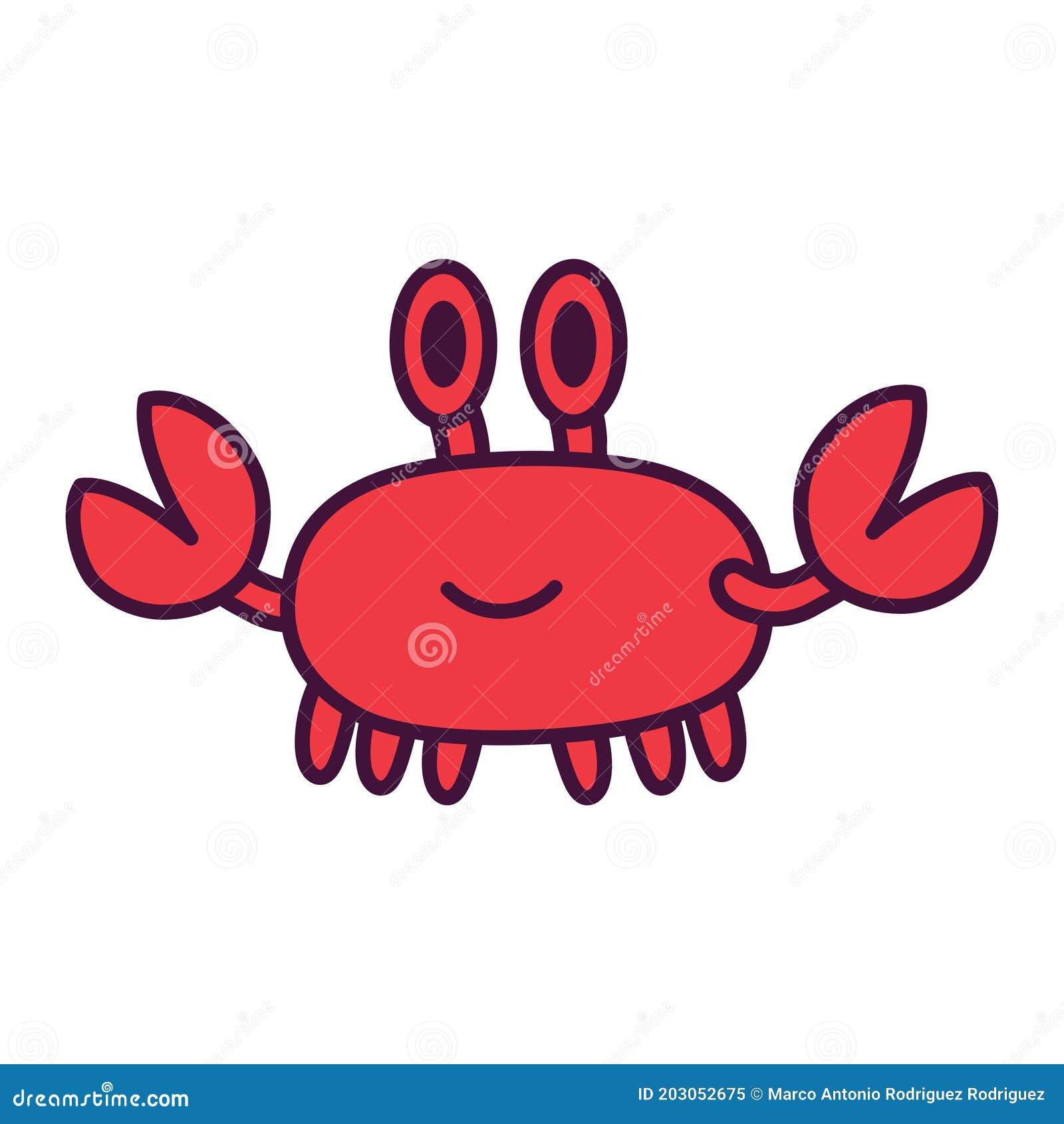 Isolated cartoon of a crab stock vector. Illustration of shell - 203052675