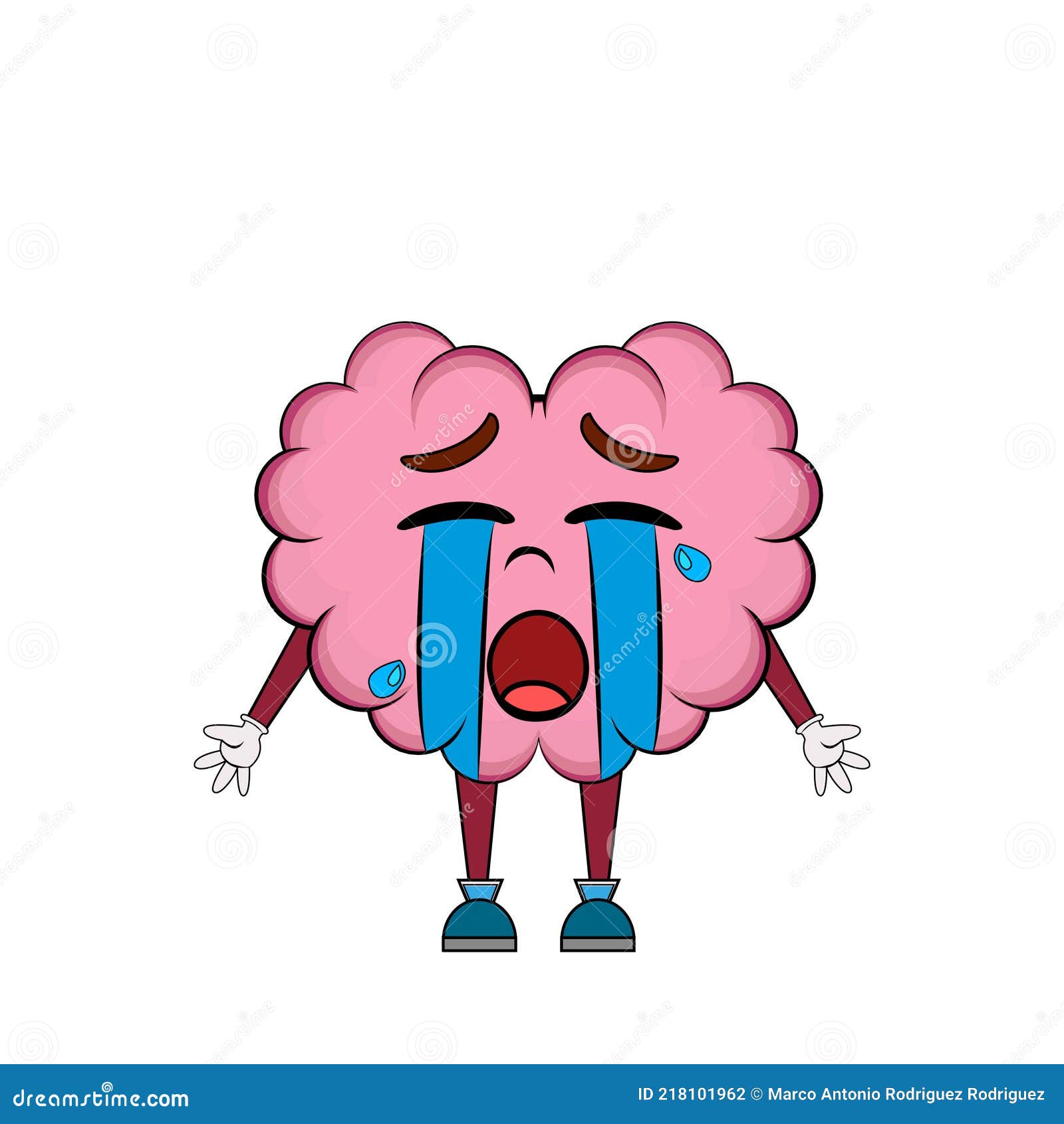 Isolated Cartoon of a Crying Brain Stock Vector - Illustration of ...