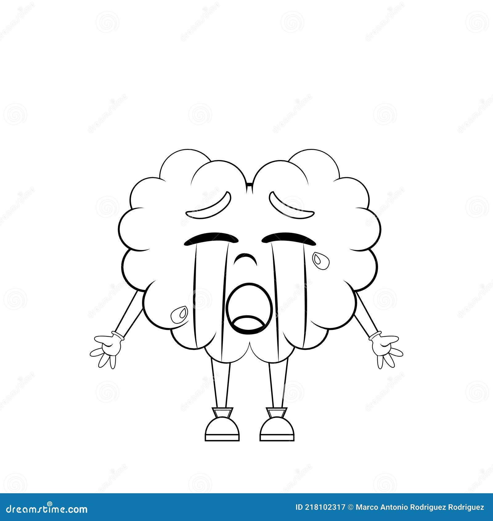 Isolated Cartoon of a Crying Brain Stock Vector - Illustration of mind ...