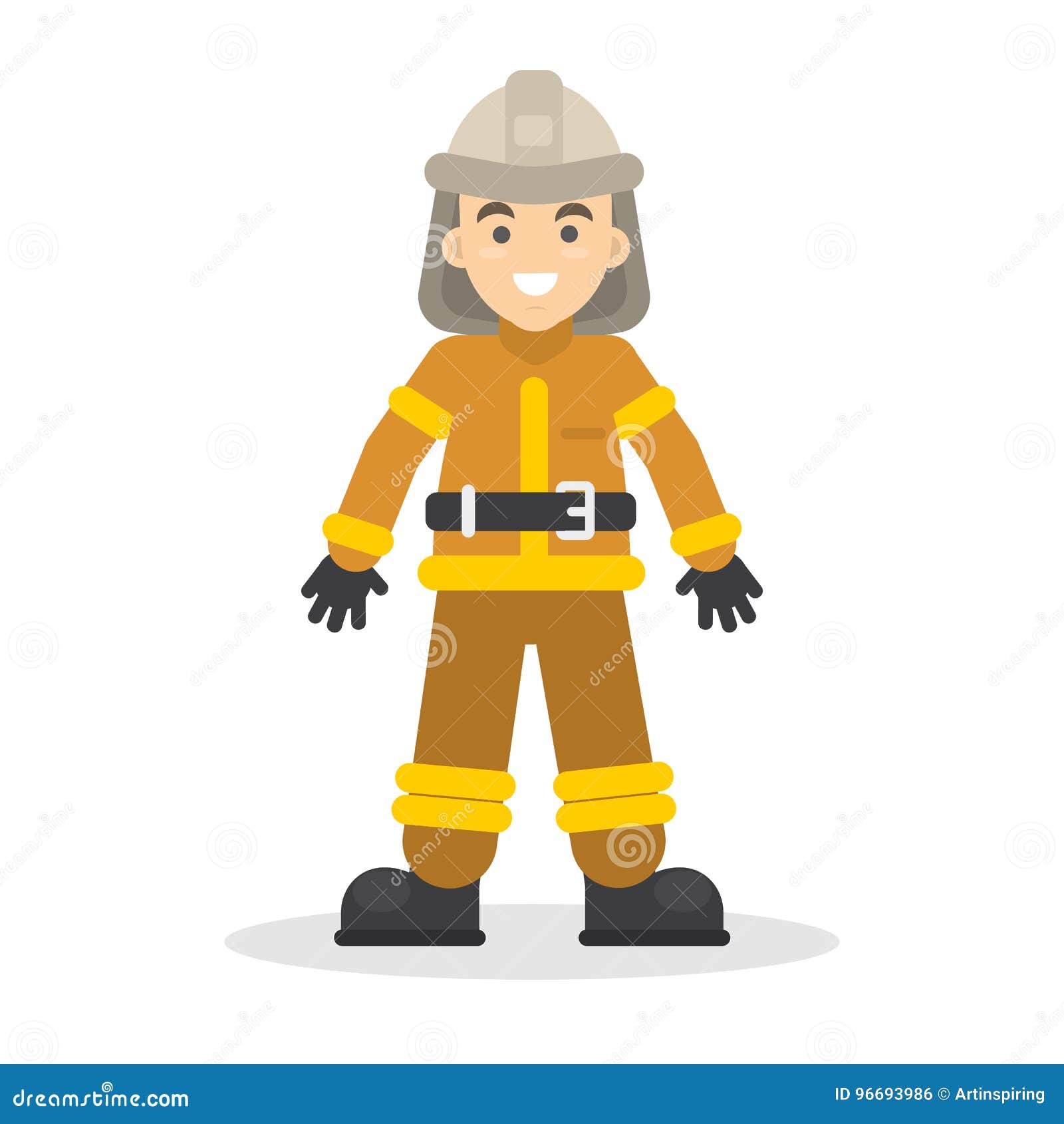 Cartoon Firefighter Character Isolated On White Background. Vector ...