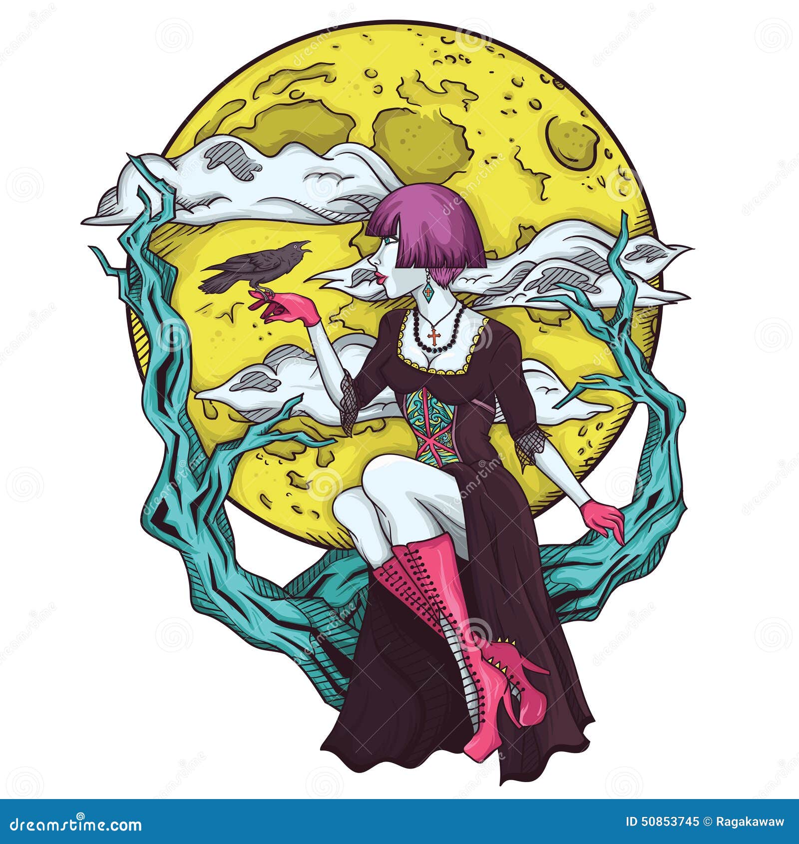 3d Cartoon Gothic Girl Wearing A Latex Catsuit And Holding A Paintbrush ...