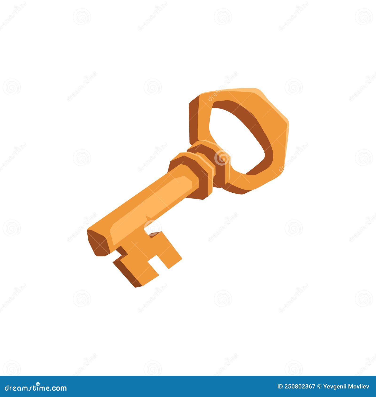 Isolated Cartoon Key. Ancient Unlock Icon Stock Vector - Illustration ...
