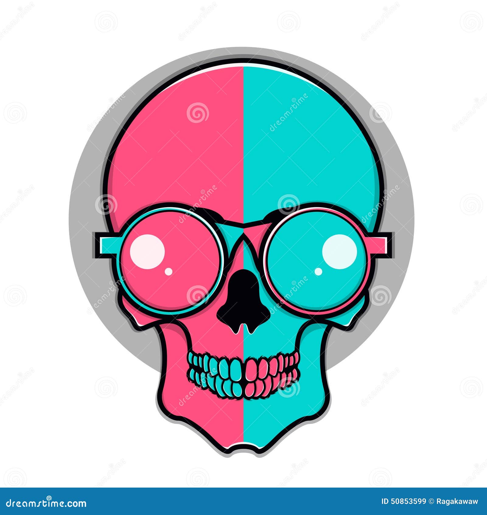 Isolated Cartoon Red and Blue Skull Stock Vector - Illustration of head ...