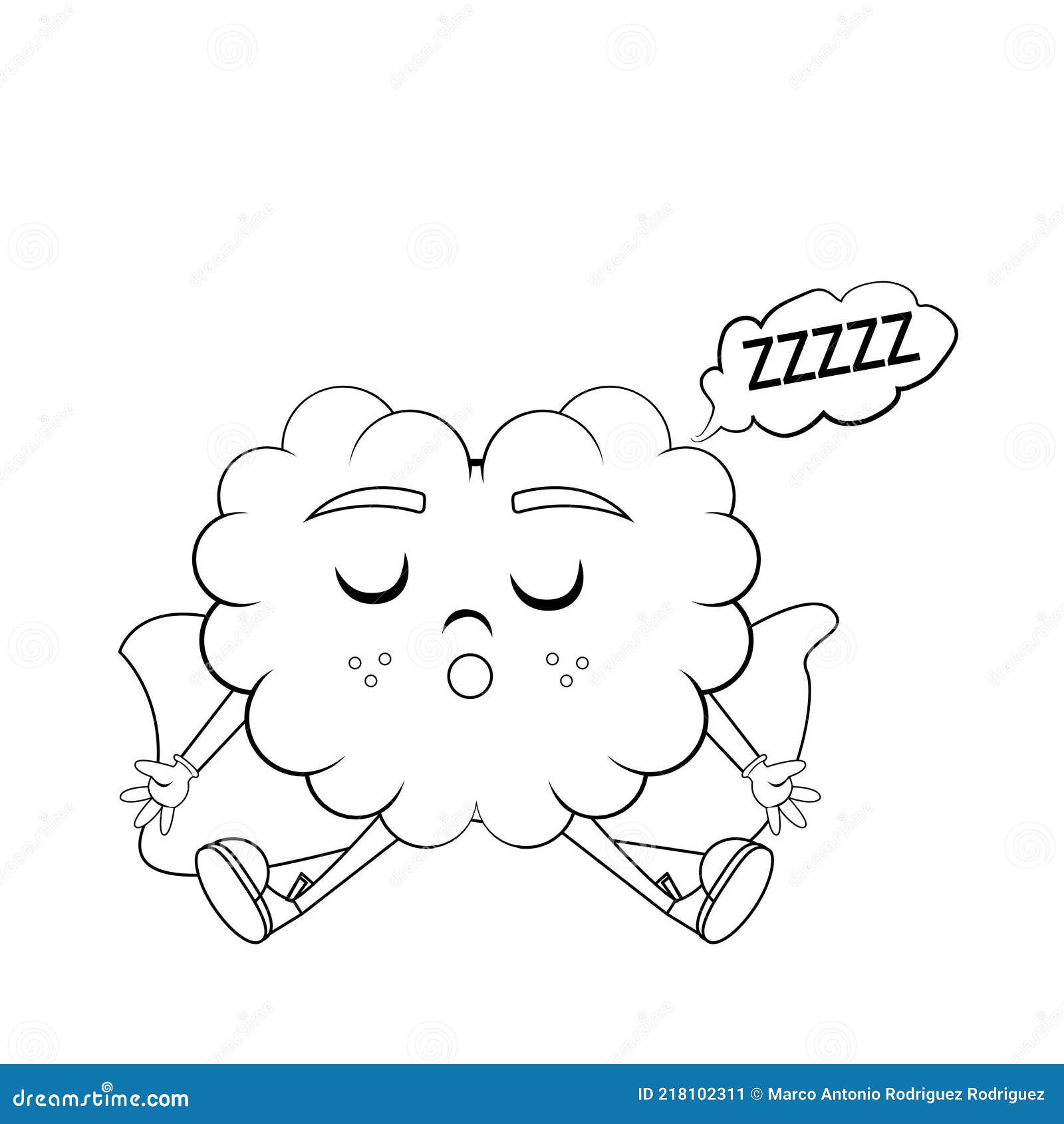 Isolated Cartoon of a Sleeping Brain Stock Vector - Illustration of ...