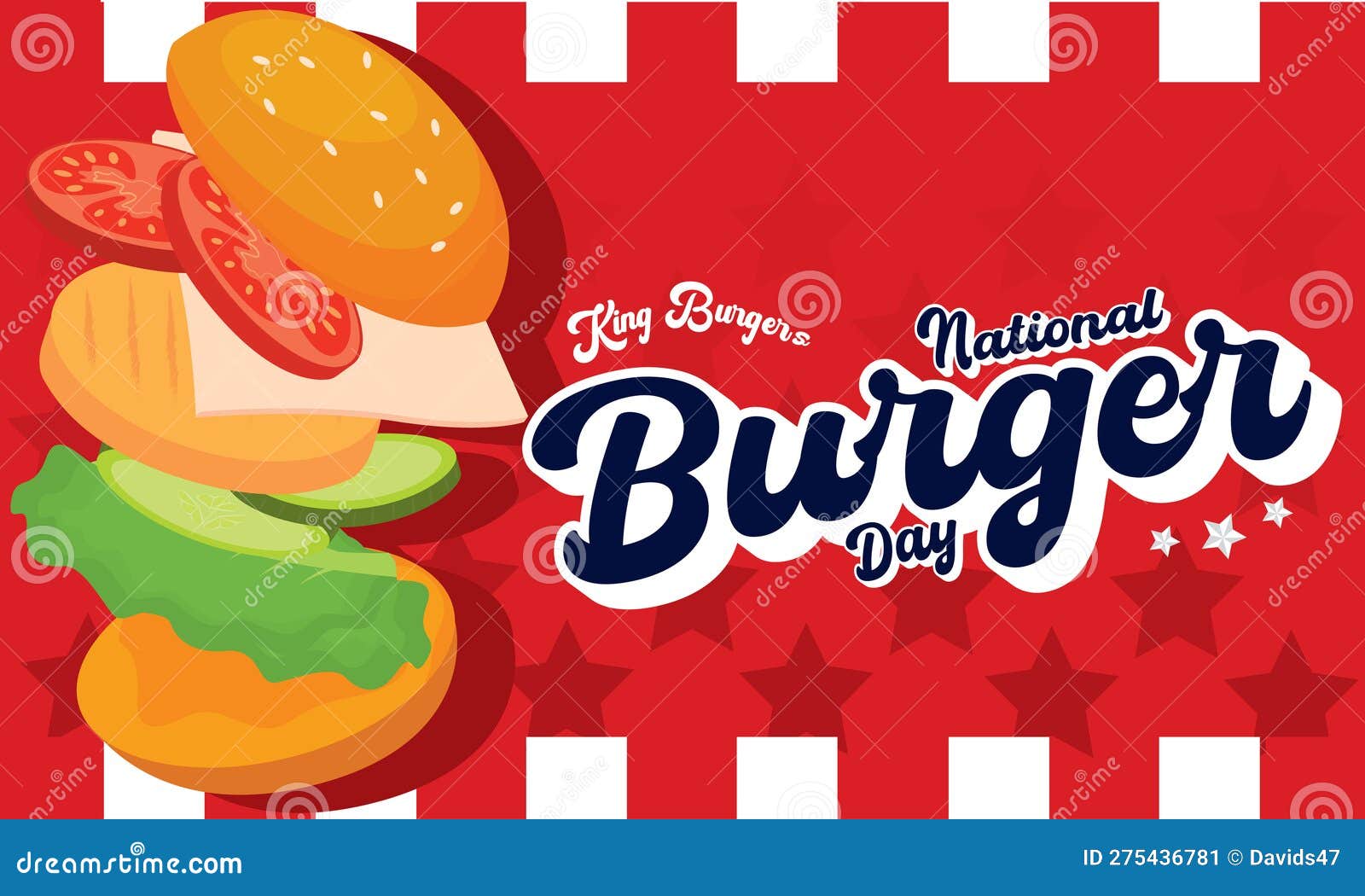 Isolated Cartoonish Hamburger Colored Burger Day Template Vector Stock ...