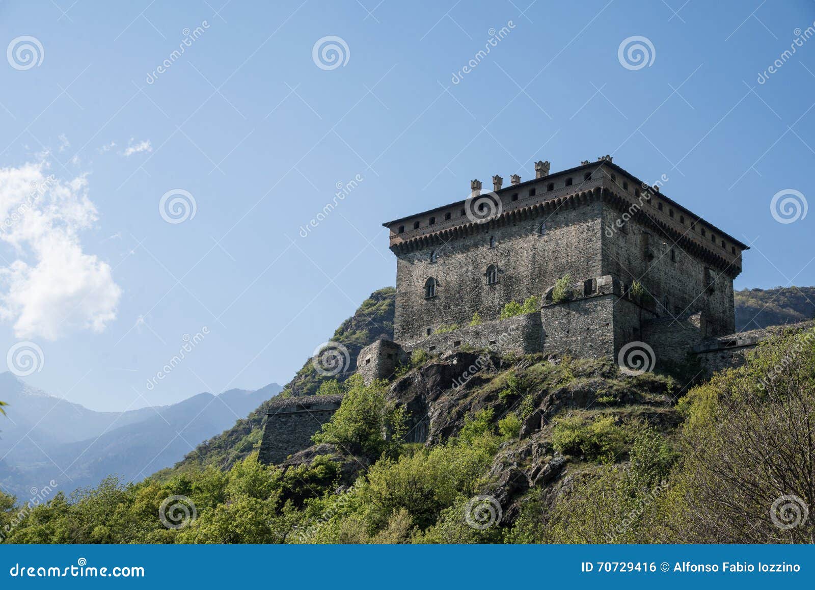 Isolated Castle on the Mountain Stock Photo - Image of building ...