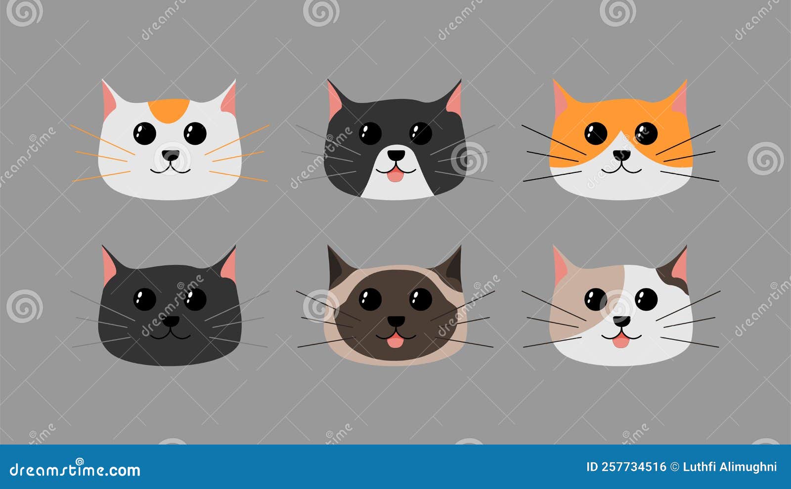 Collection of Hand Drawn Cat Face Vector Stock Vector - Illustration of ...