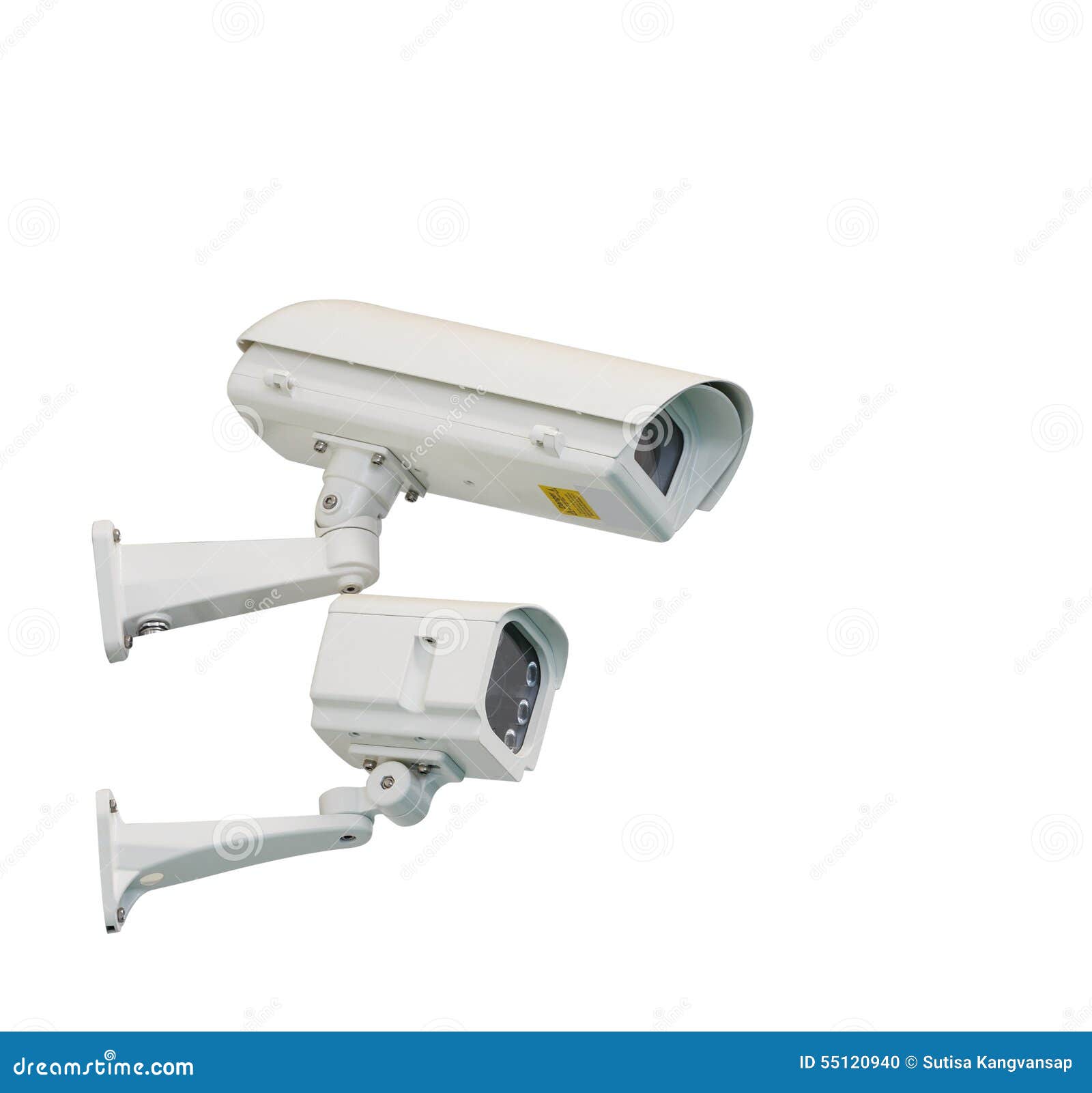 Isolated CCTV Camera and Infrared Lamp Stock Photo - Image of camera ...