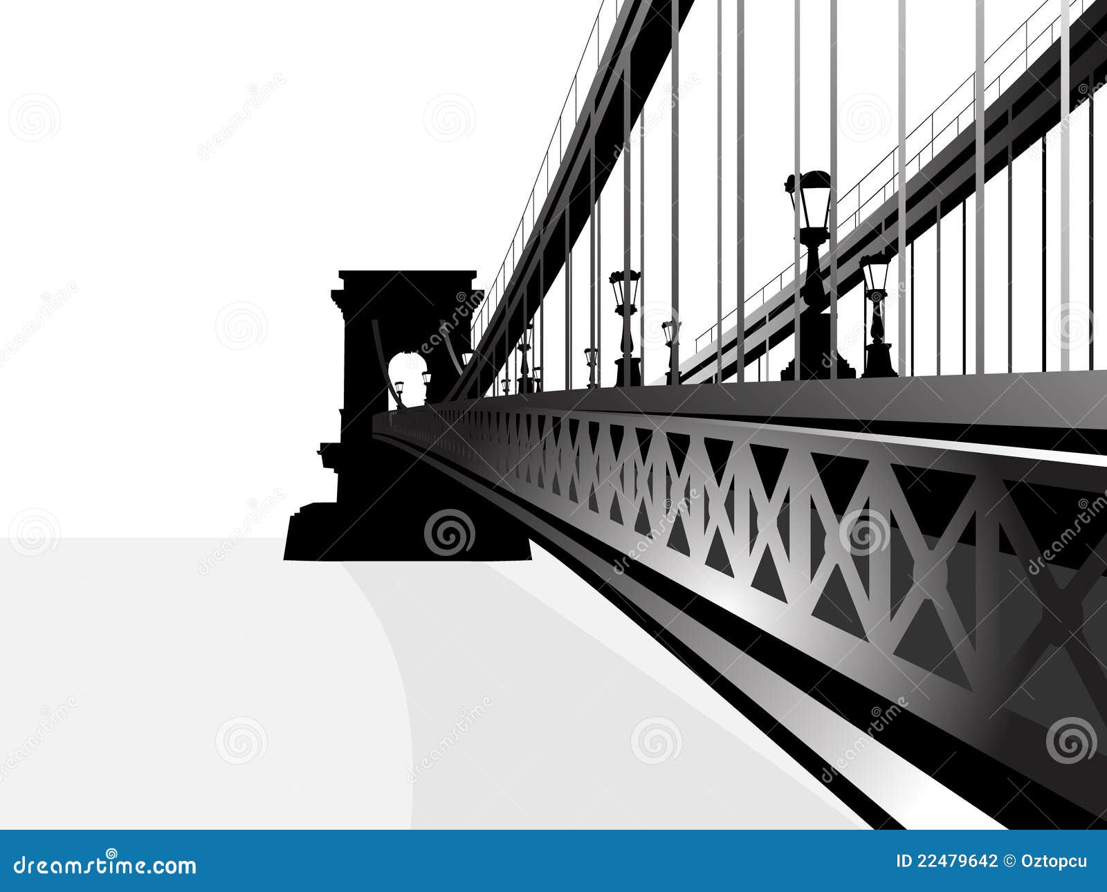Isolated Chain Bridge Silhouette Stock Illustration - Illustration of ...