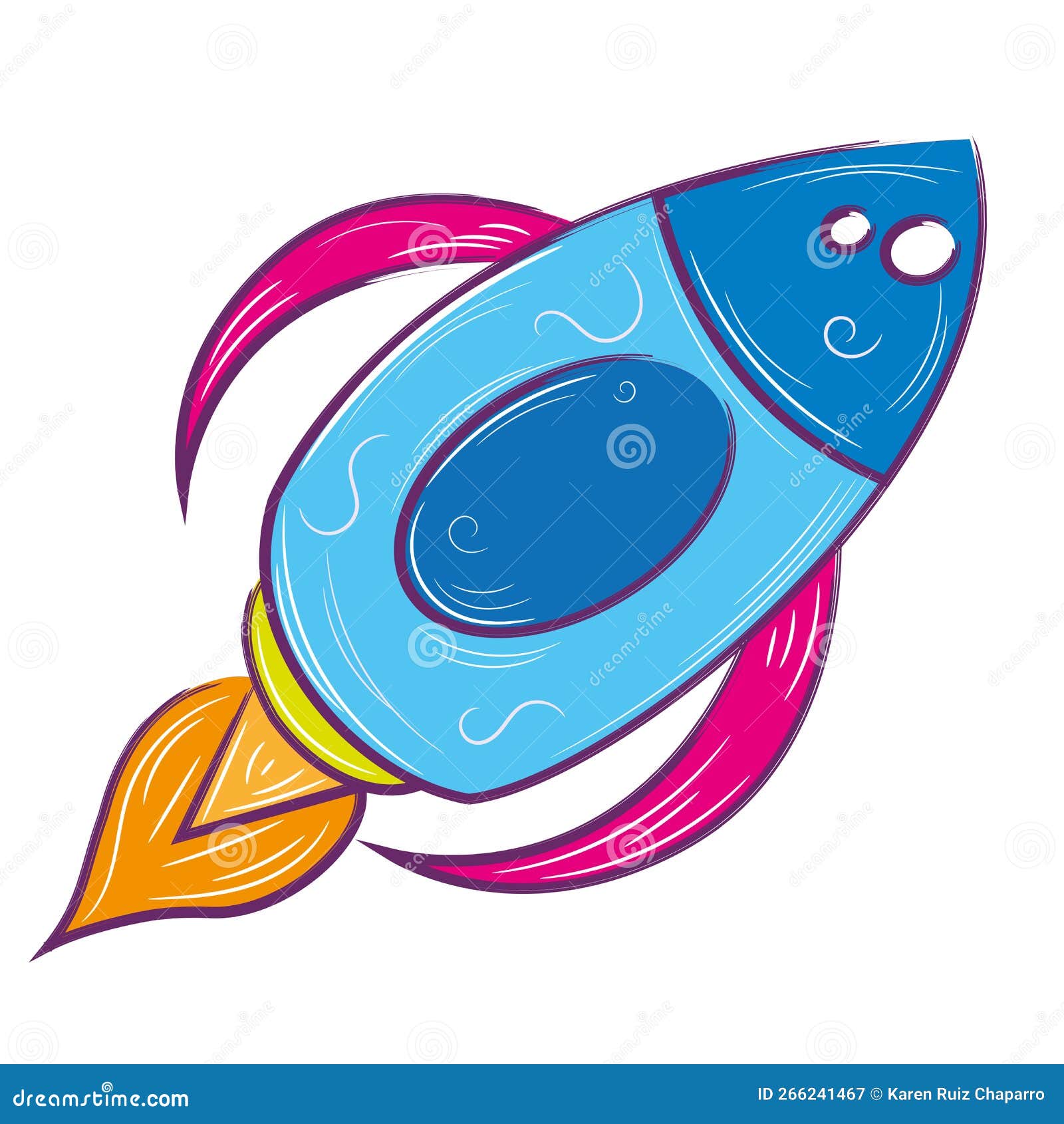 Isolated Chalkboard Sketch of a Space Rocket Vector Stock Vector ...