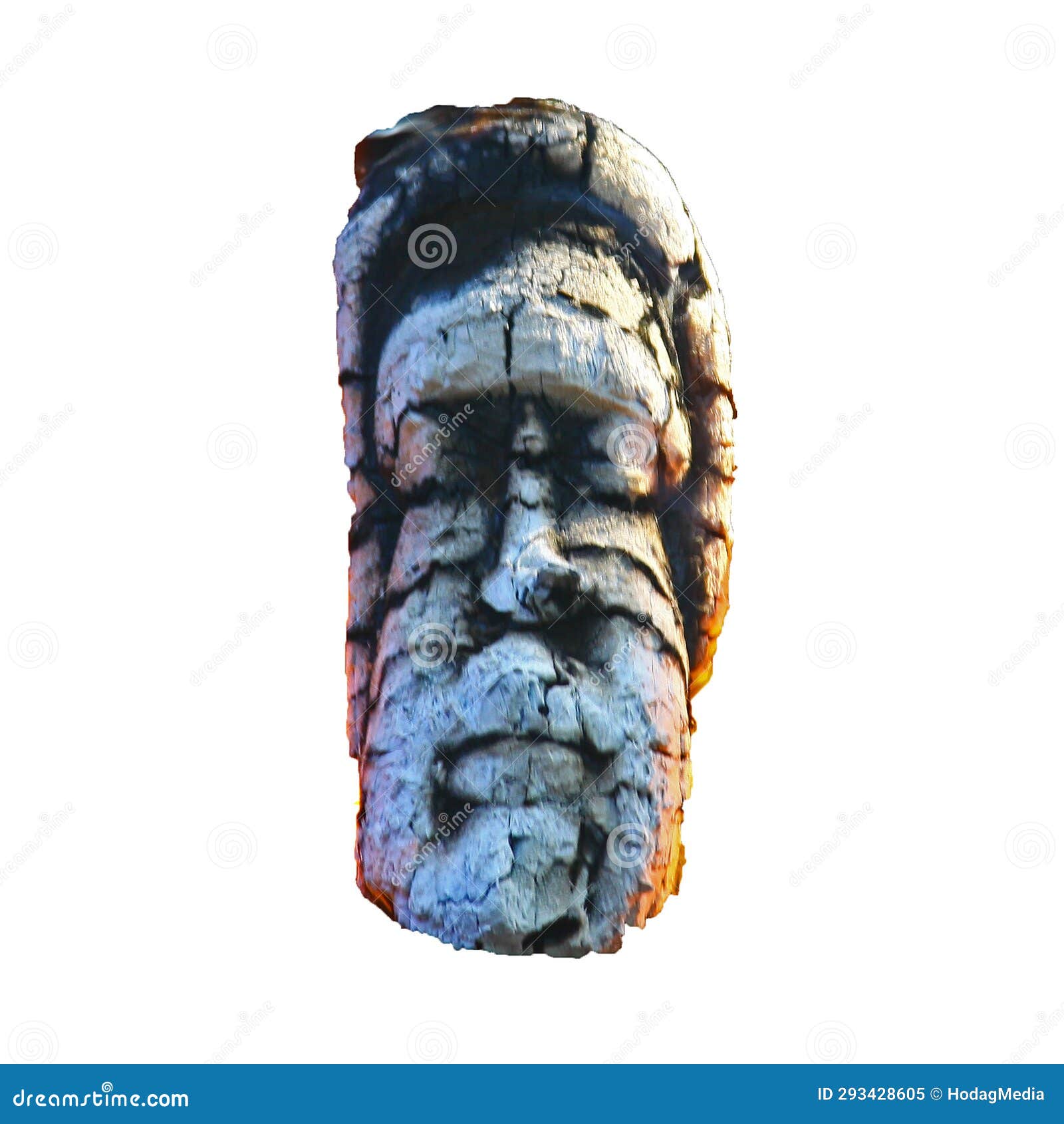Isolated Chared Log Head Carved Head Ash Stock Image - Image of effect ...