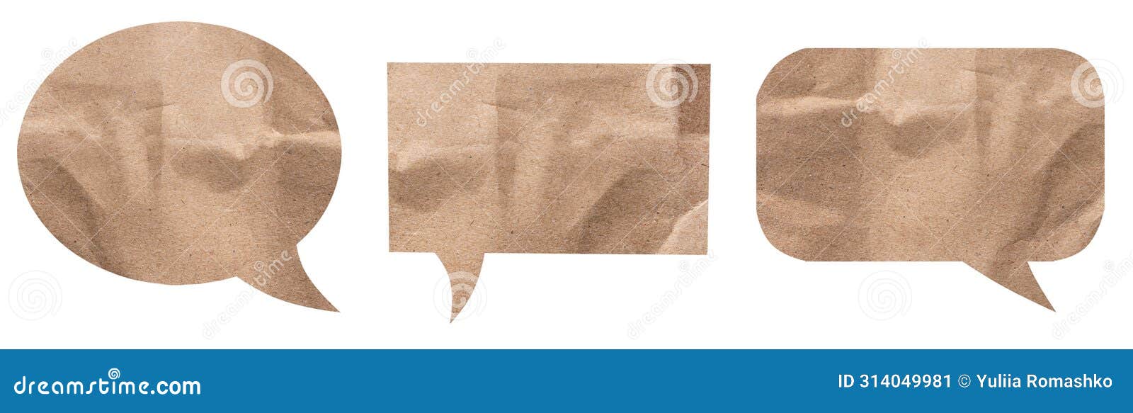 Isolated Chat Icons. Crumpled Beige Sheets of Paper in the Form of a ...