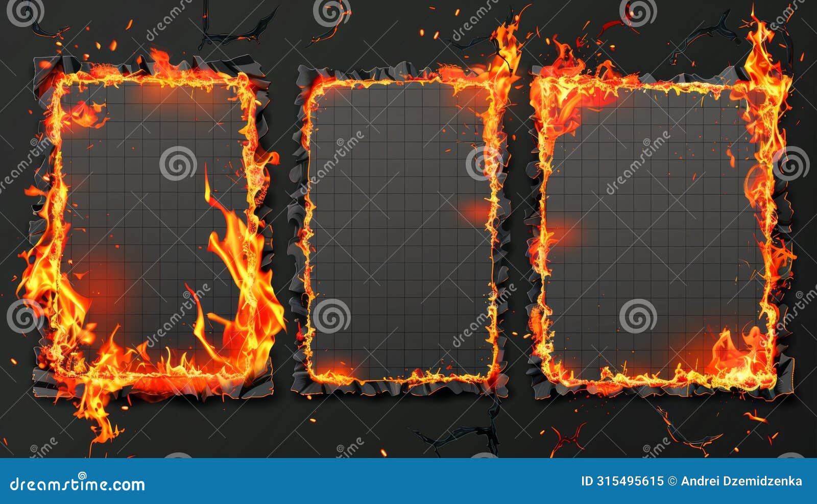 Isolated Checkered, Burning Notebook Pages. Blank Vertical Templates ...