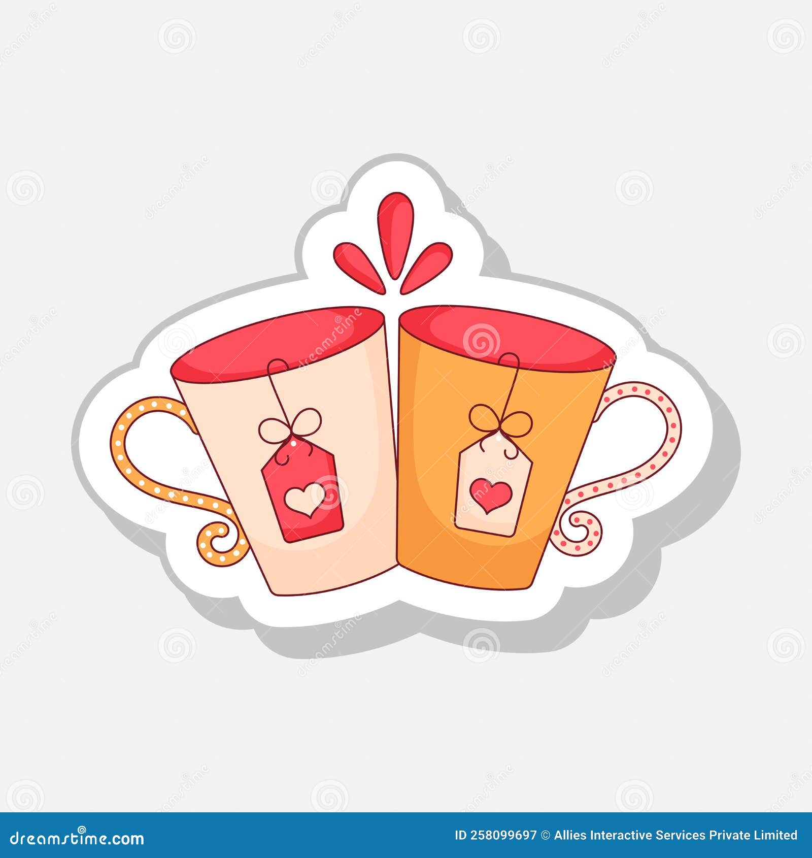 Isolated Cheers Mug with Heart Tea Bag Sticker in Flat Stock ...