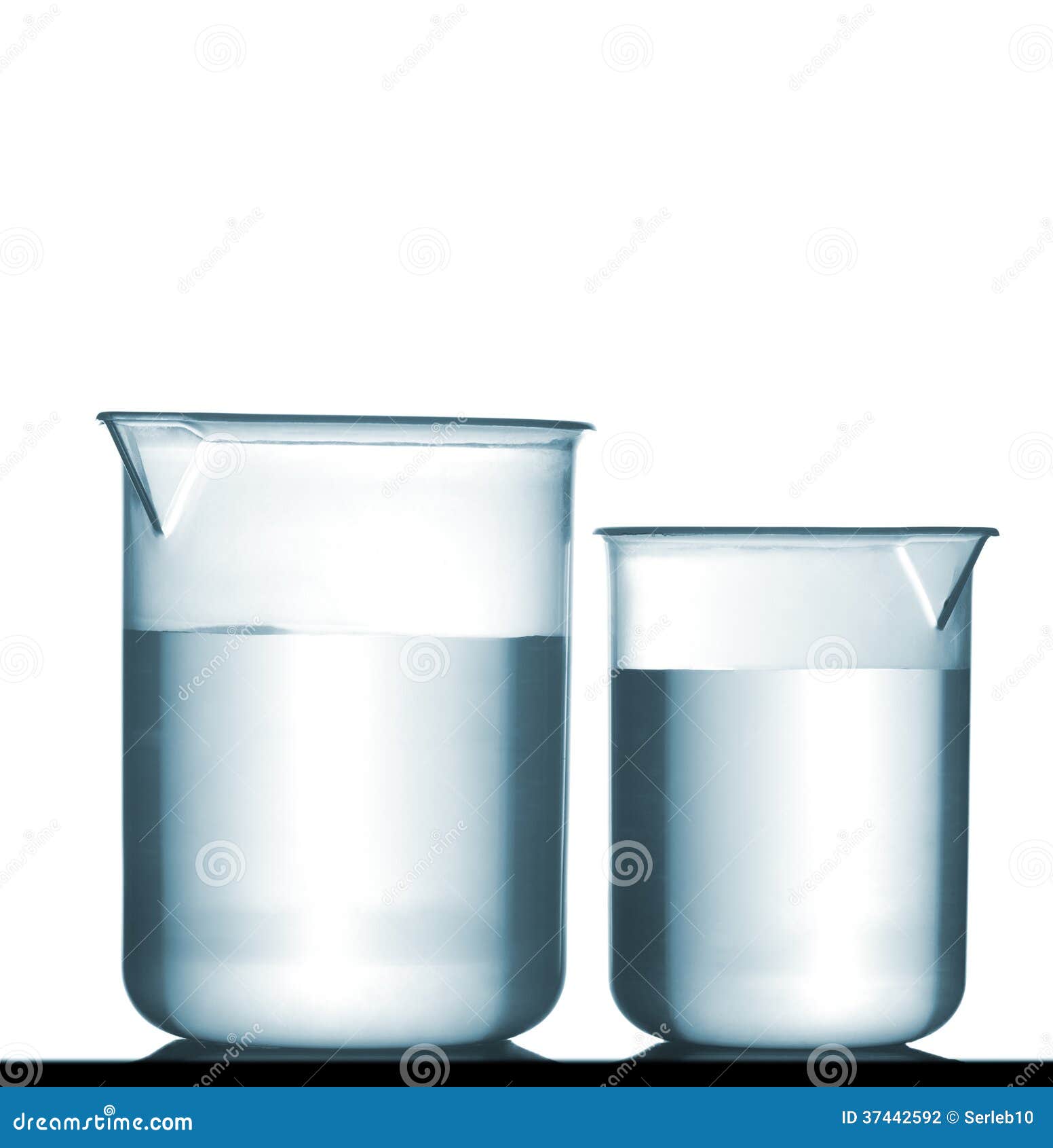 Isolated Chemical Plastic Beakers on Table with Solution Stock Photo ...