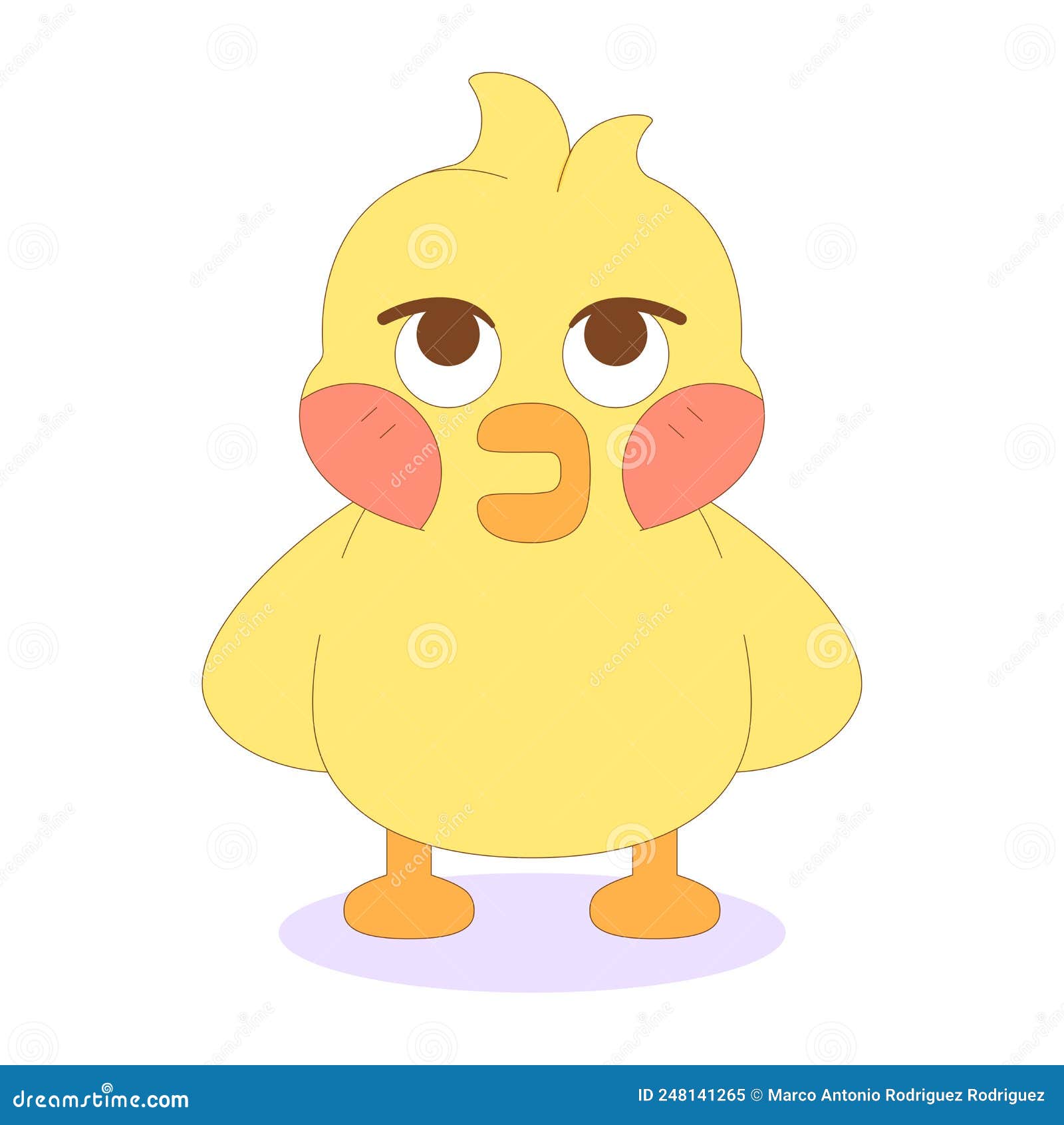 Isolated Chick Cartoon Character Doing a Sigh Expression Vector Stock ...