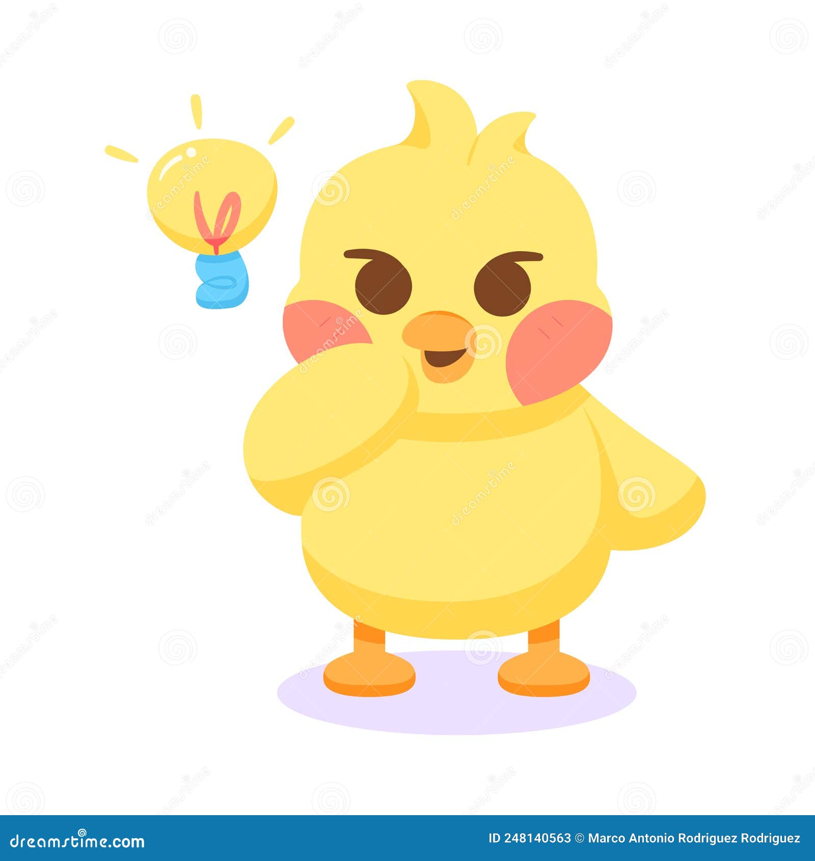Isolated Chick Cartoon Character Having an Idea Vector Stock Vector ...