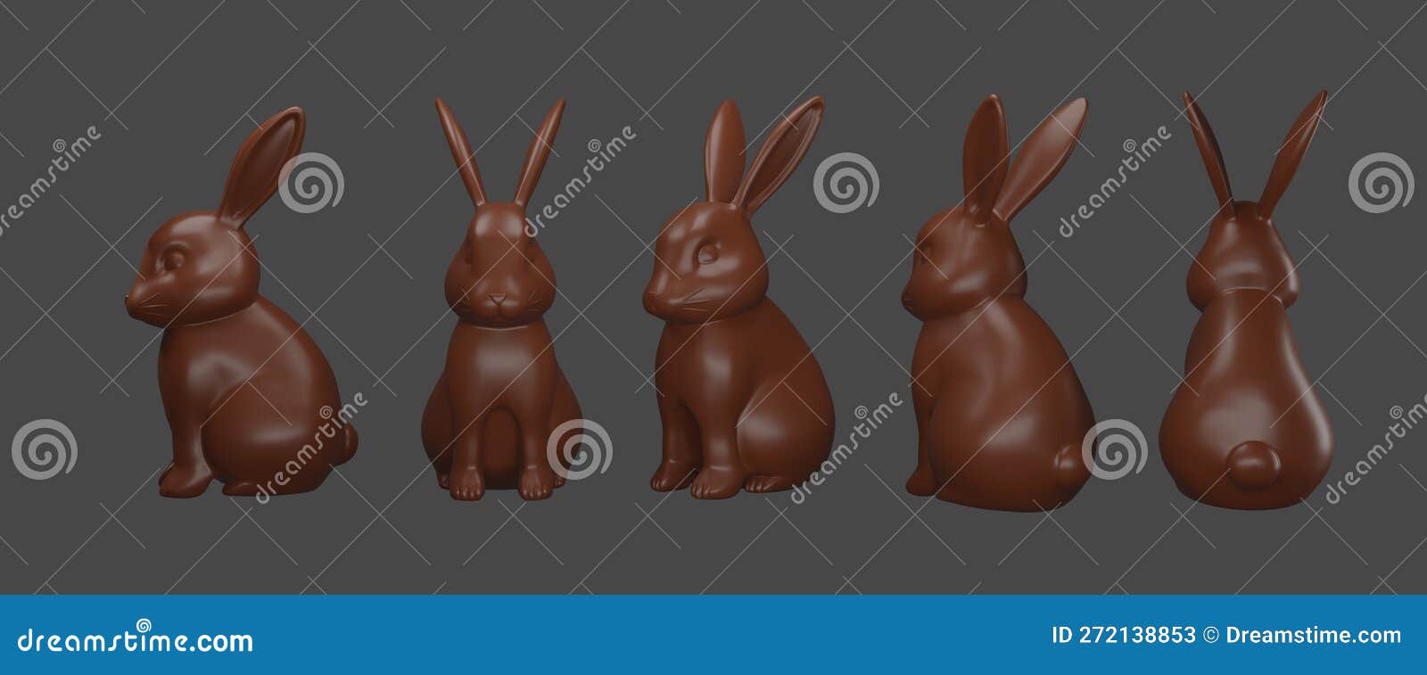 Isolated Chocolate Bunny. Set of Chocolate Rabbits. Render 3d Stock ...