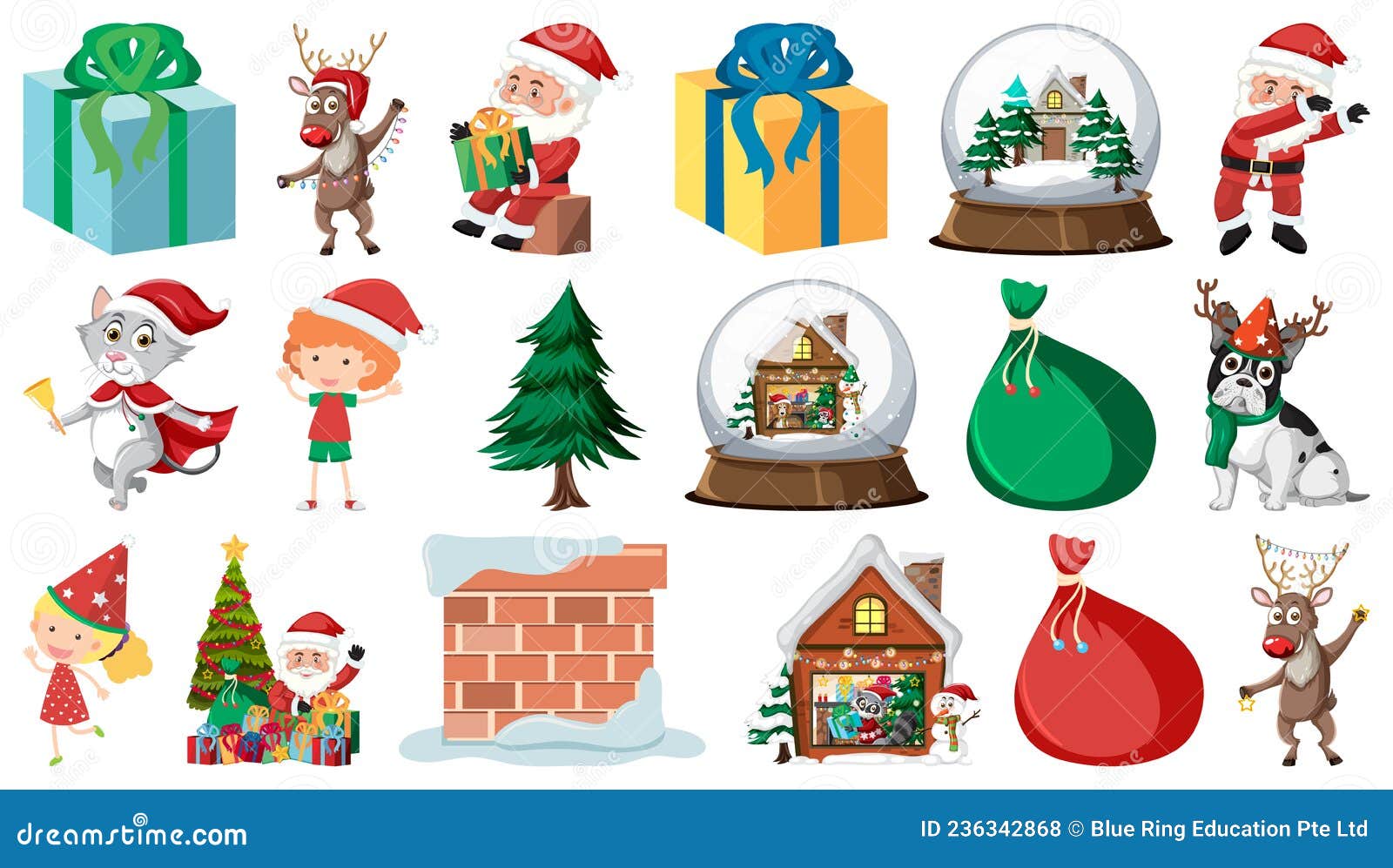 Isolated Christmas Objects and Elements Set Stock Vector - Illustration ...
