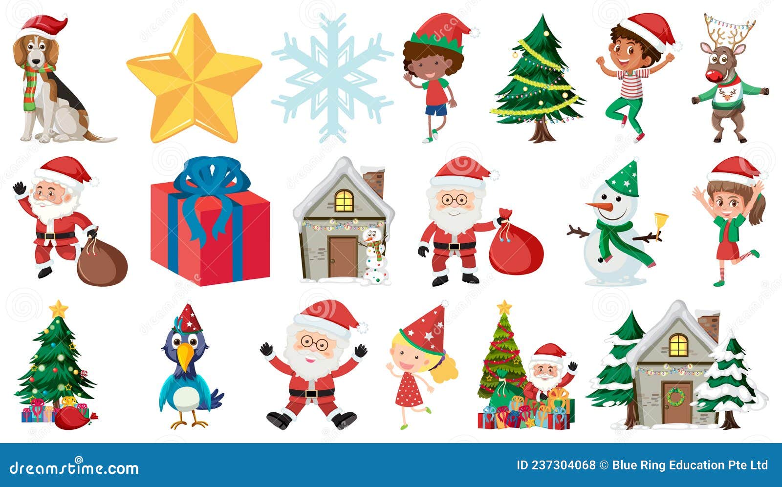 Isolated Christmas Objects and Elements Set Stock Vector - Illustration of animal, happy: 237304068