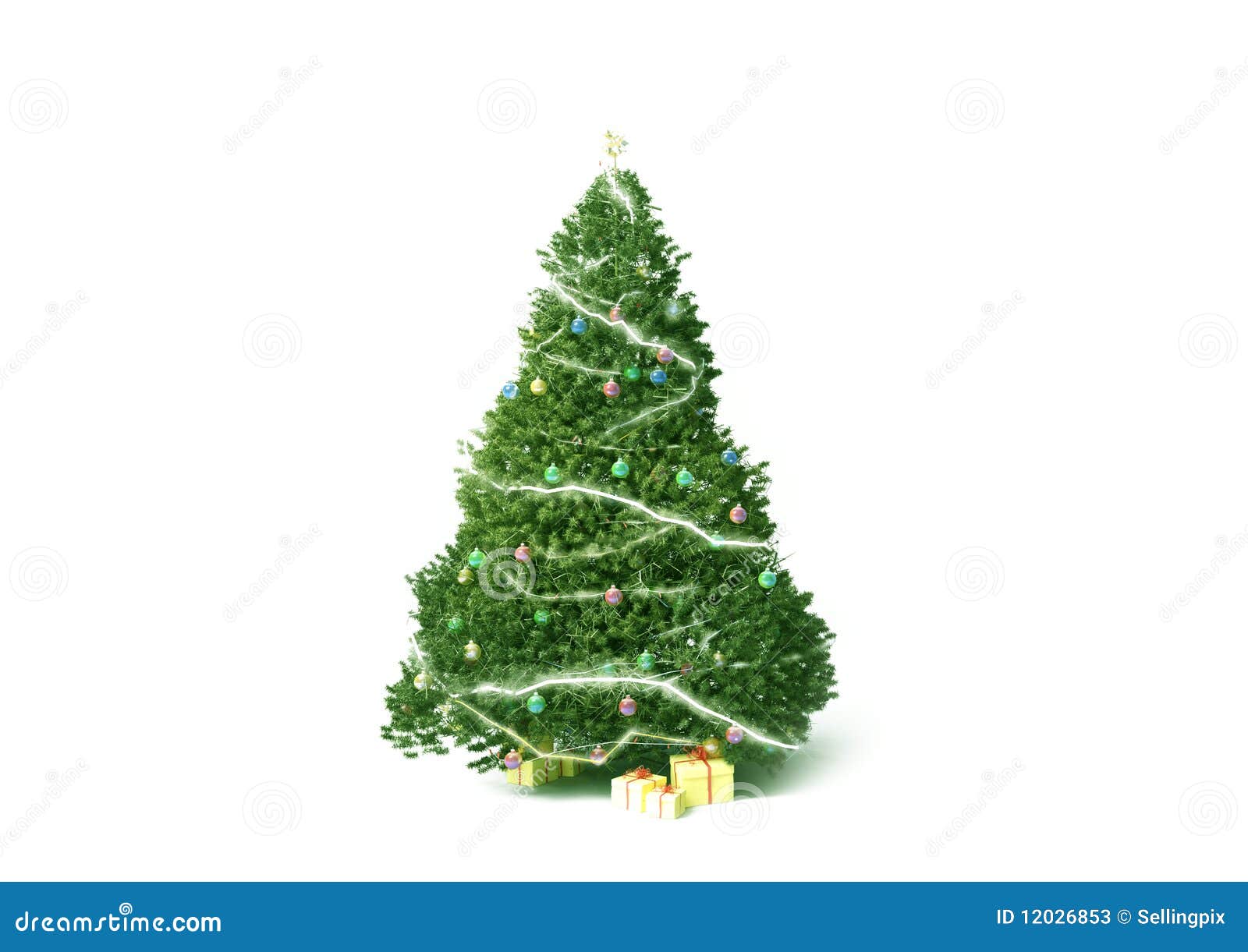 Isolated Christmas Tree and Presents HQ Render Stock Image - Image of ...