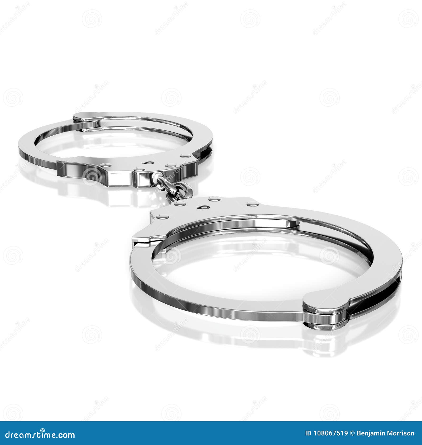 Isolated Chrome Handcuffs on an Unmarked Light Background with ...