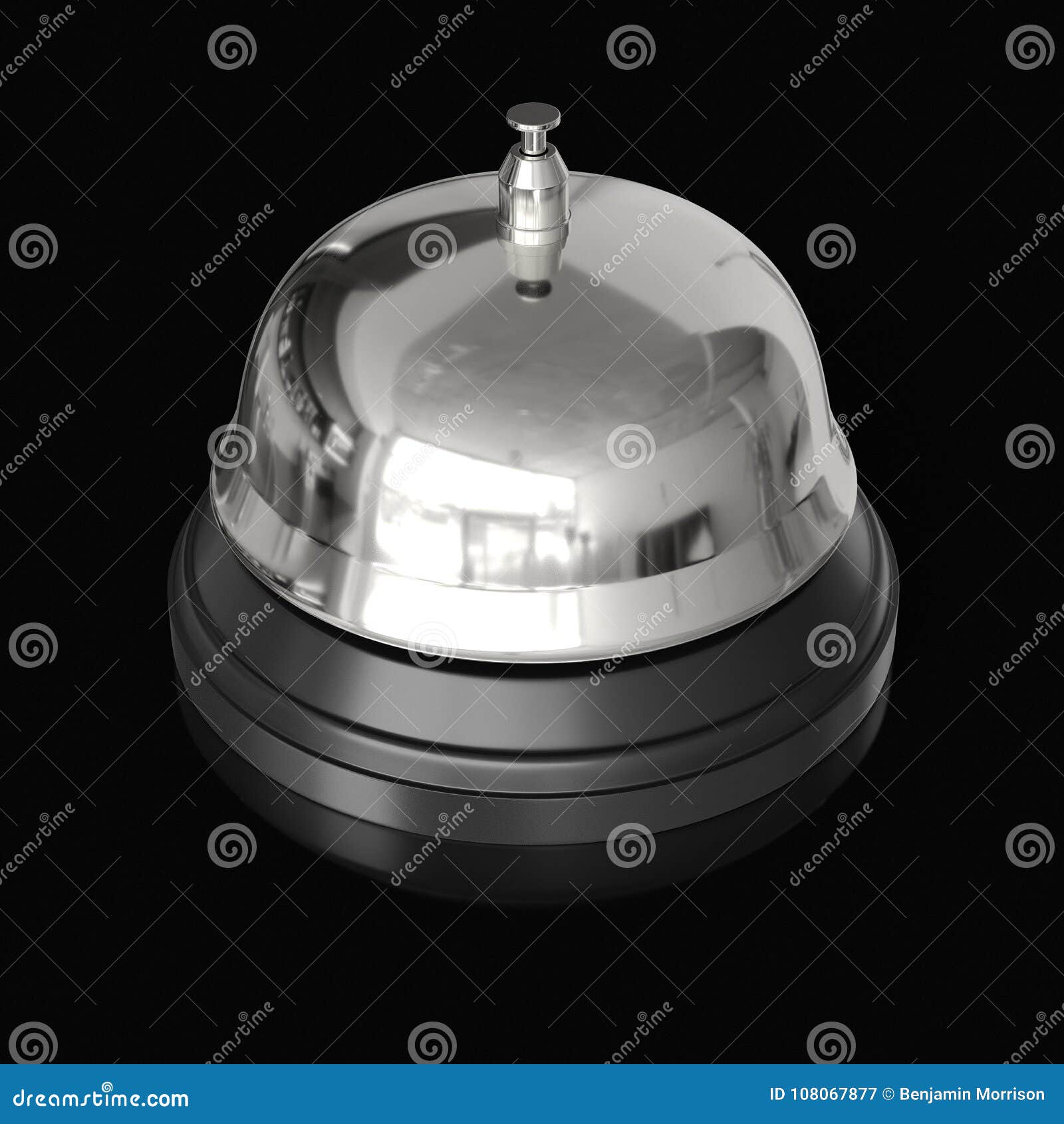 Isolated Chrome Reception Bell on an Unmarked Light Background with ...