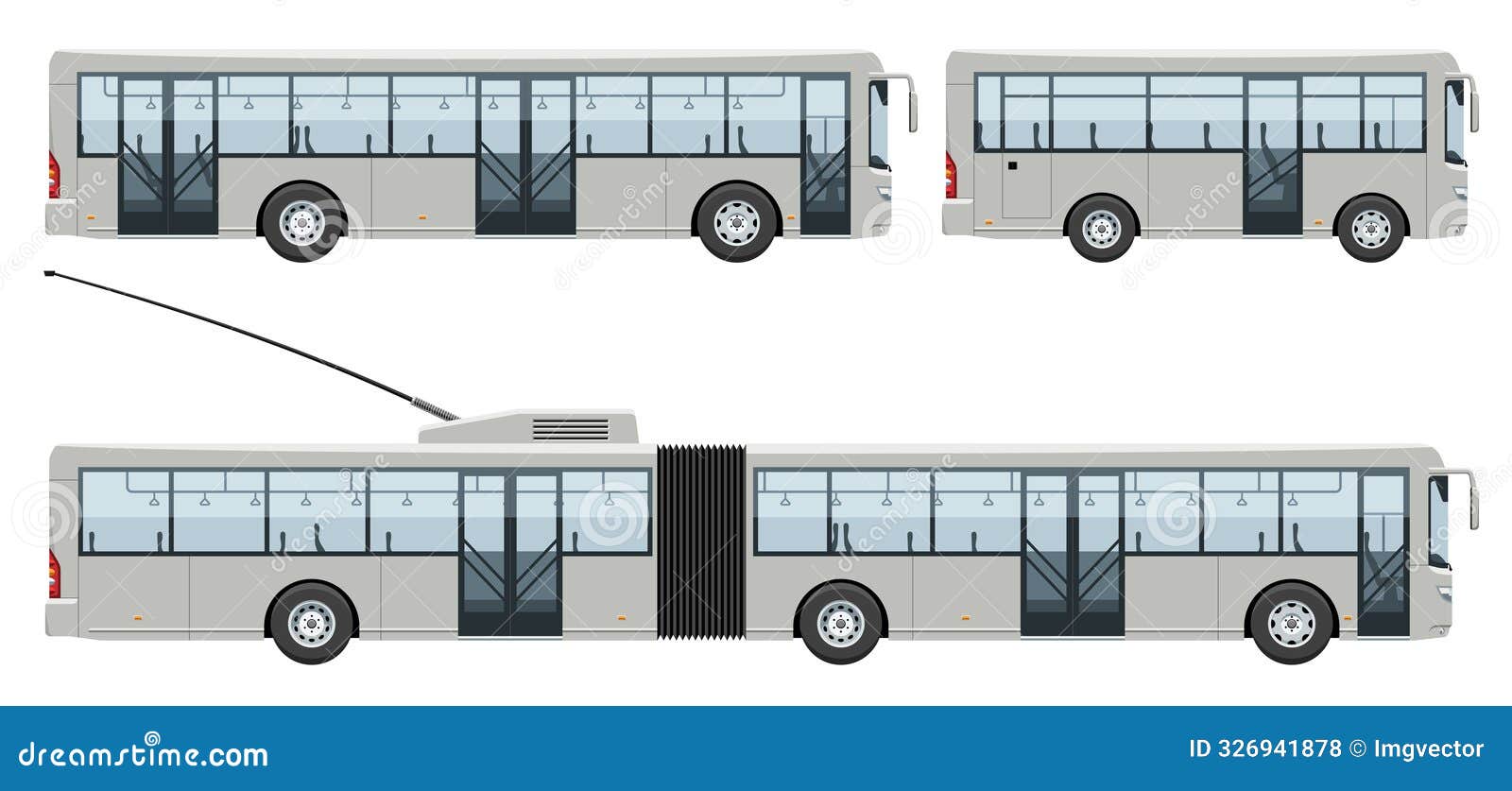 Isolated City Buses Vector Template, Side View Stock Illustration ...