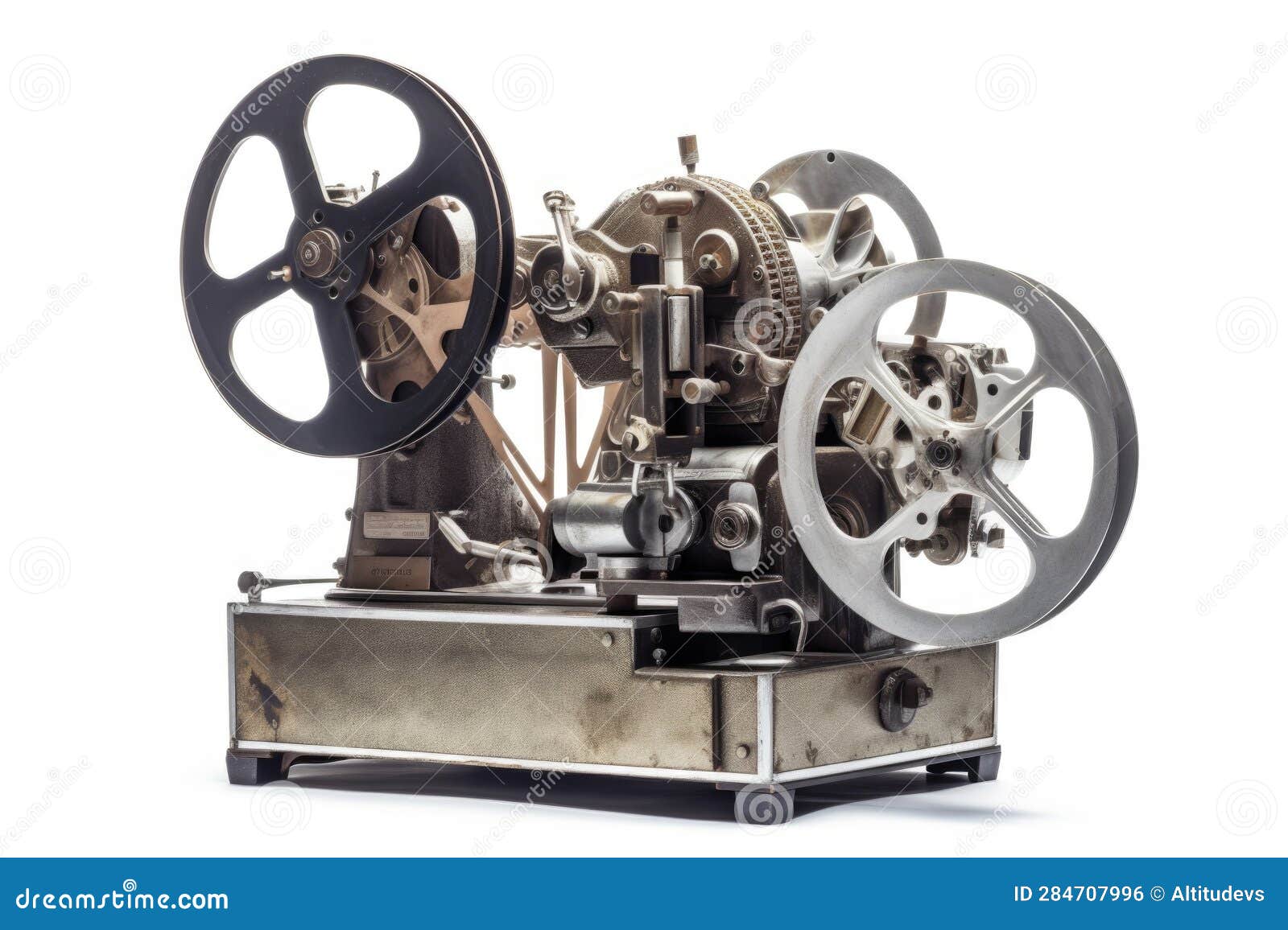 Isolated Classic Film Projector on White Background Stock Illustration ...