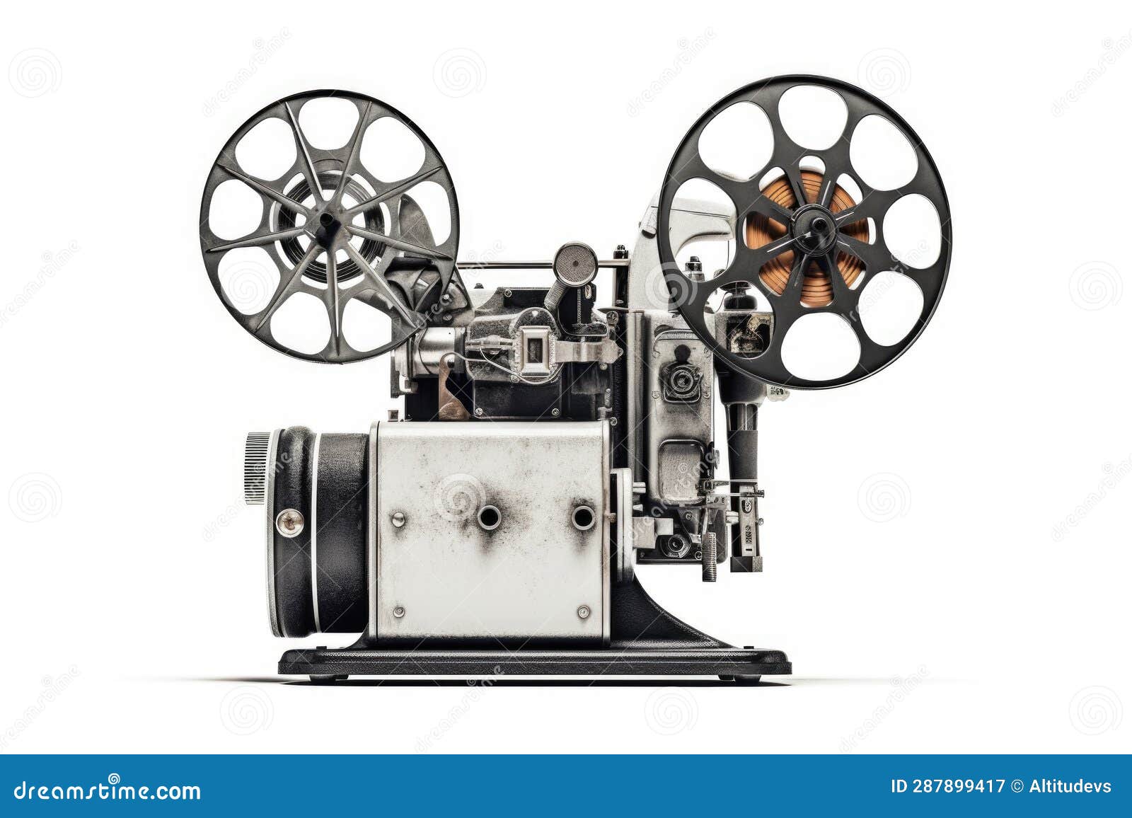 Isolated Classic Film Projector on White Background Stock Illustration ...