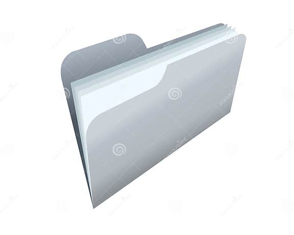 Classic Gradient Grey Computer Empty File Folder Icon with Document Stock Illustration ...
