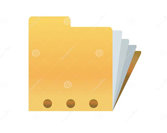Classic Gradient Yellow Computer File Folder Icon with Document Stock ...
