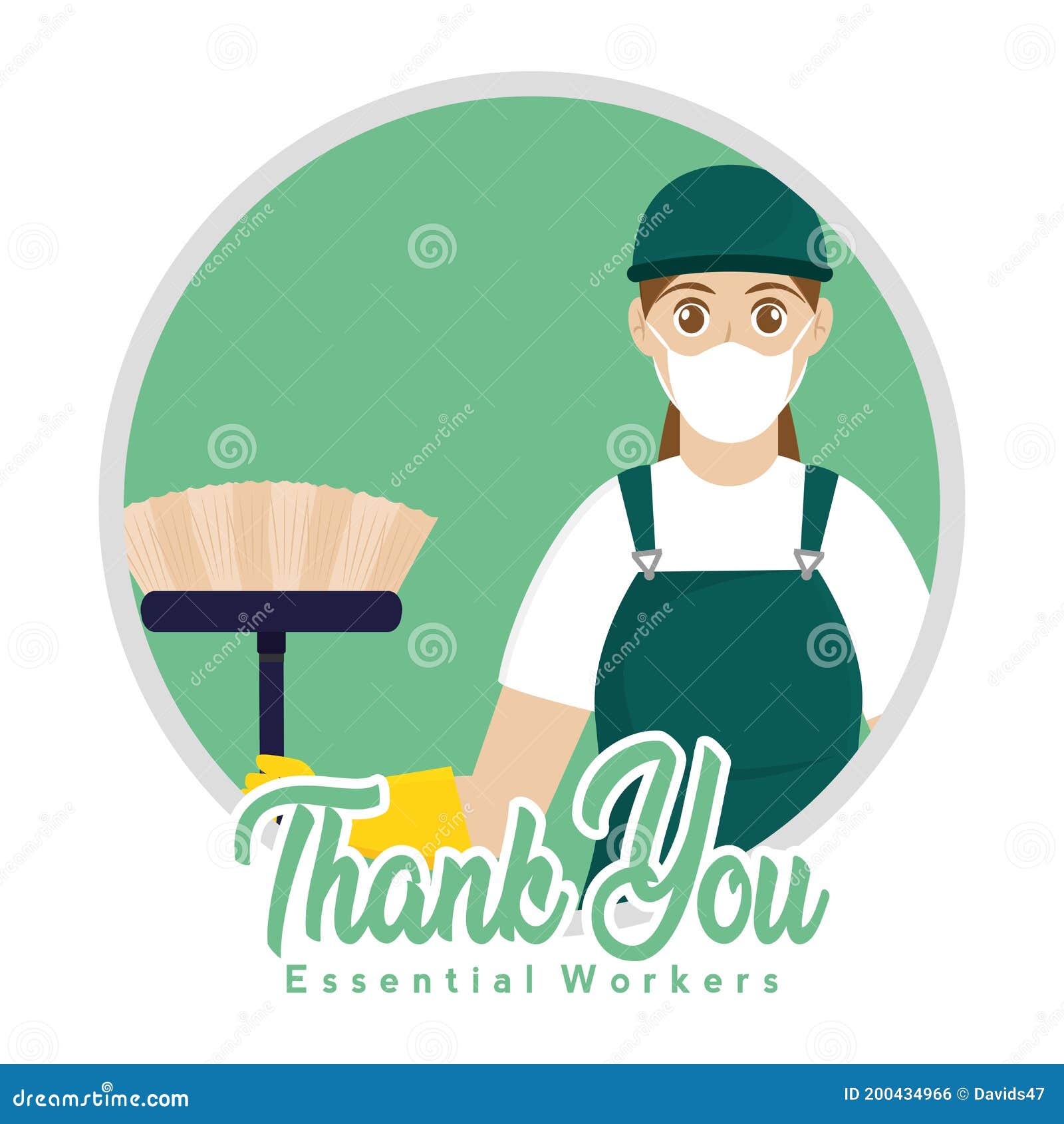 Isolated Cleaning Person Thank You Essential Workers Stock Vector ...