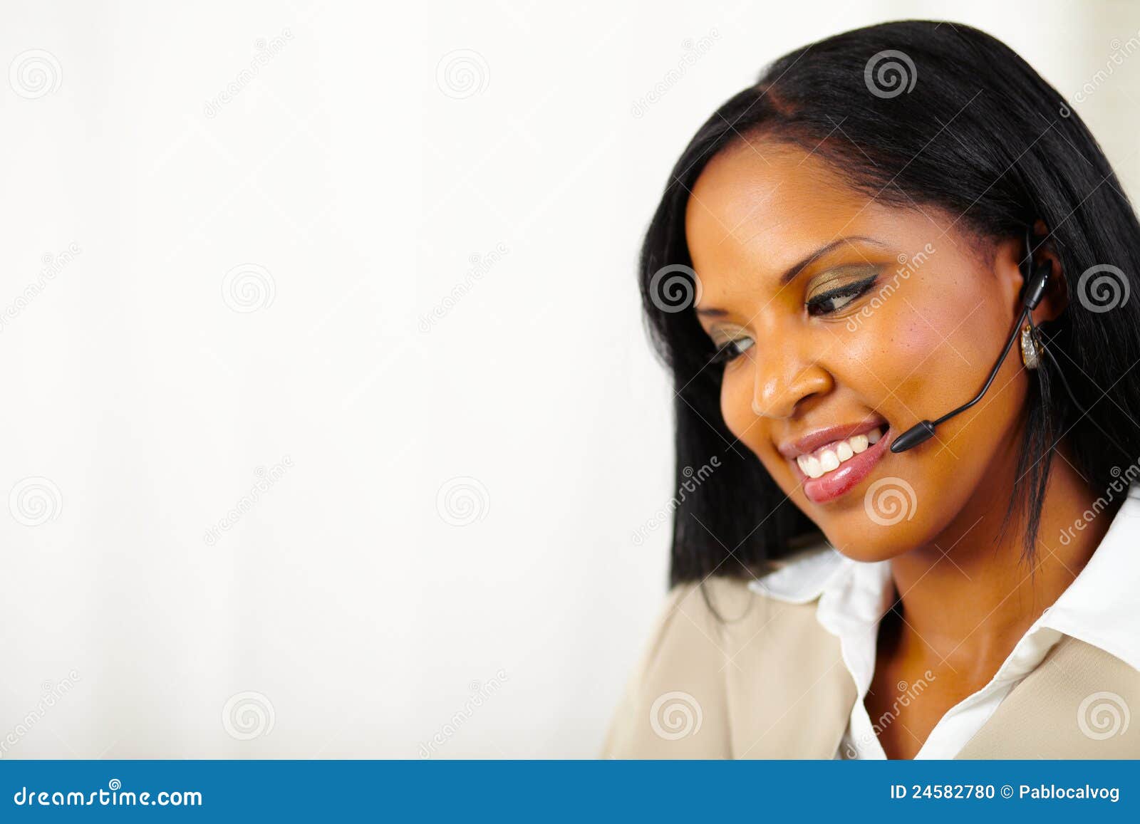 Isolated Close Up Receptionist at Work Stock Photo - Image of calling ...
