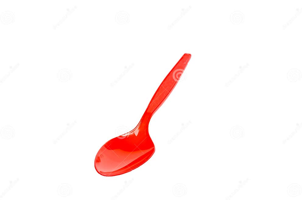 Isolated Close Up Red Spoon Stock Photo - Image of shot, tableware ...