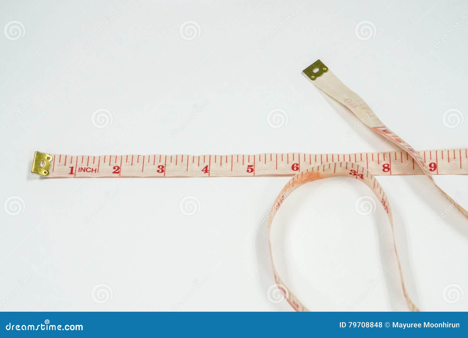 Isolated Close Up Tape Measure on Table Stock Photo - Image of line ...