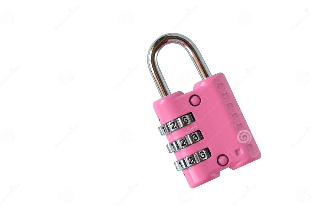 Isolated Closed Pink Code Lock for a Suitcase on White Background ...