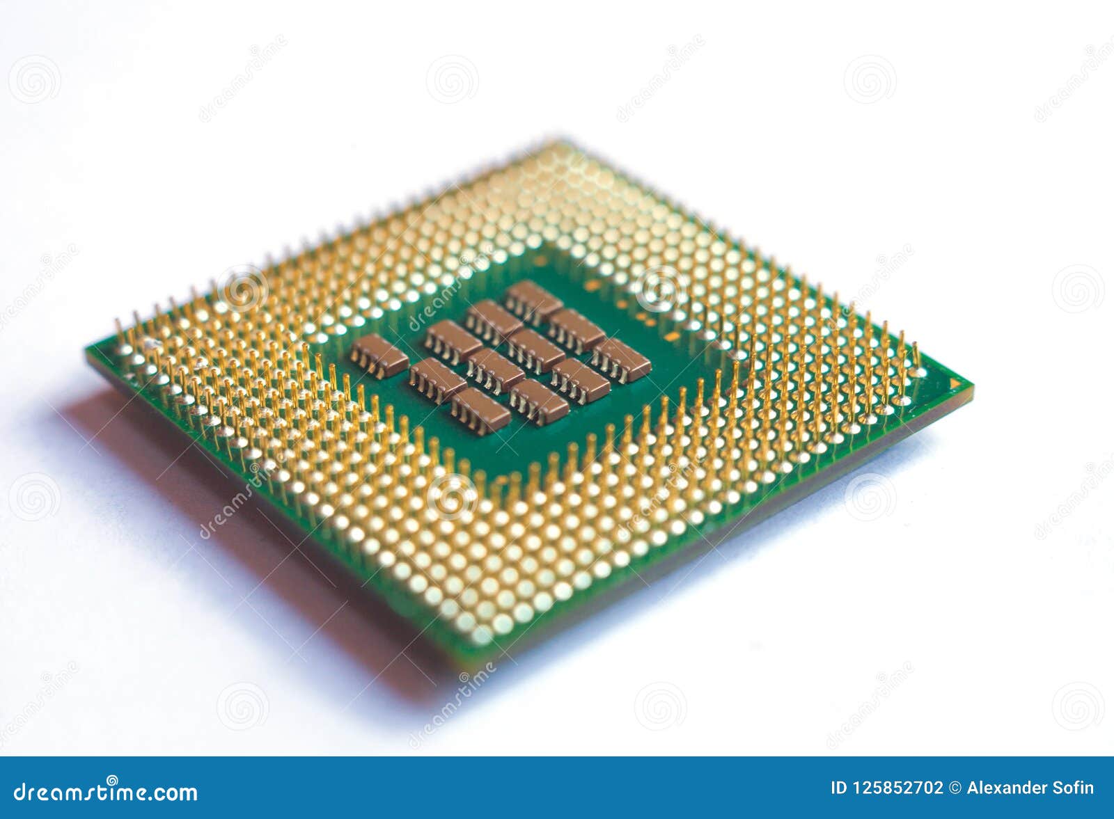 Isolated Closeup Microprocessor Lying on White Table Stock Photo ...
