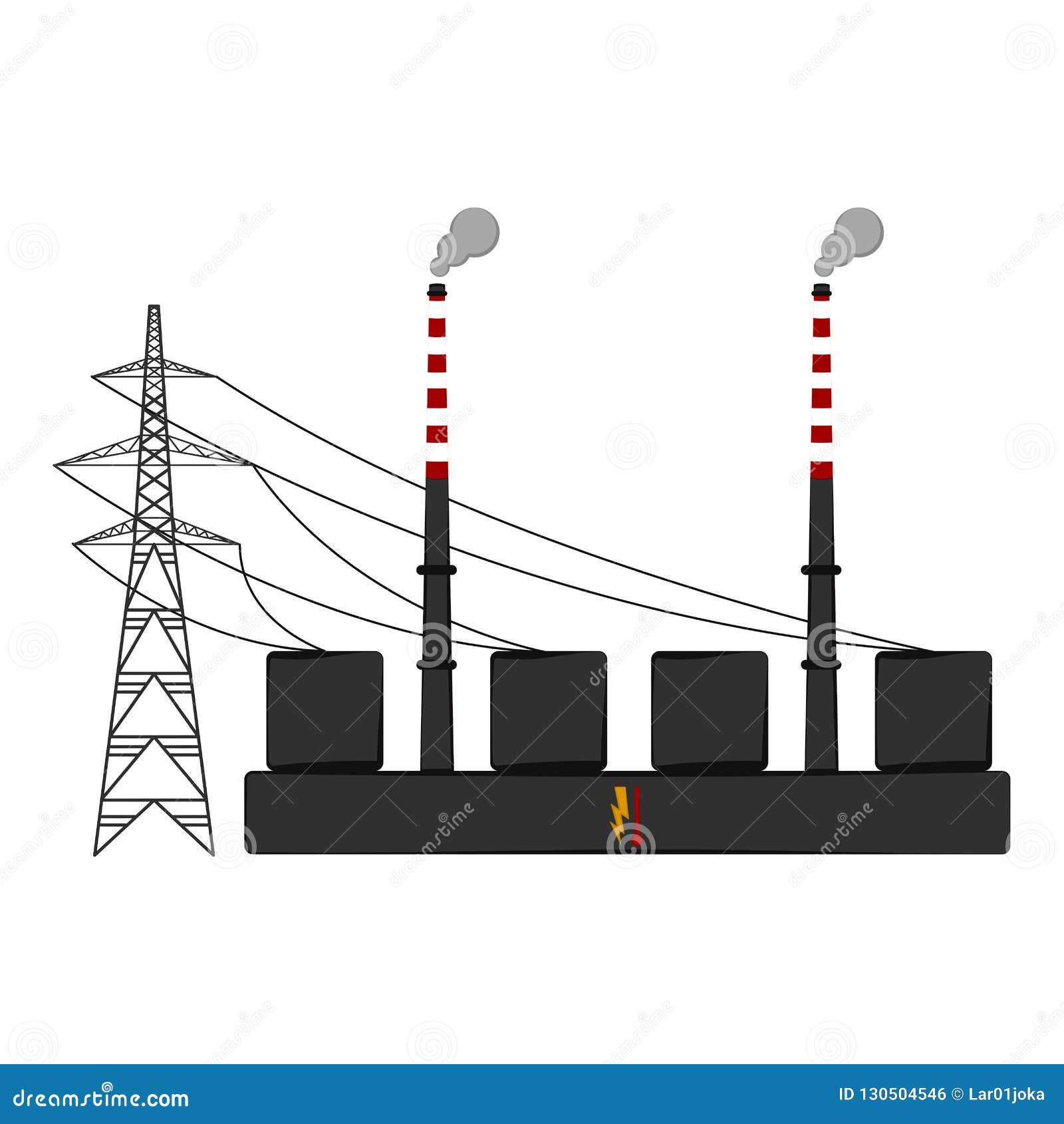 Isolated coal power plant stock vector. Illustration of energy - 130504546