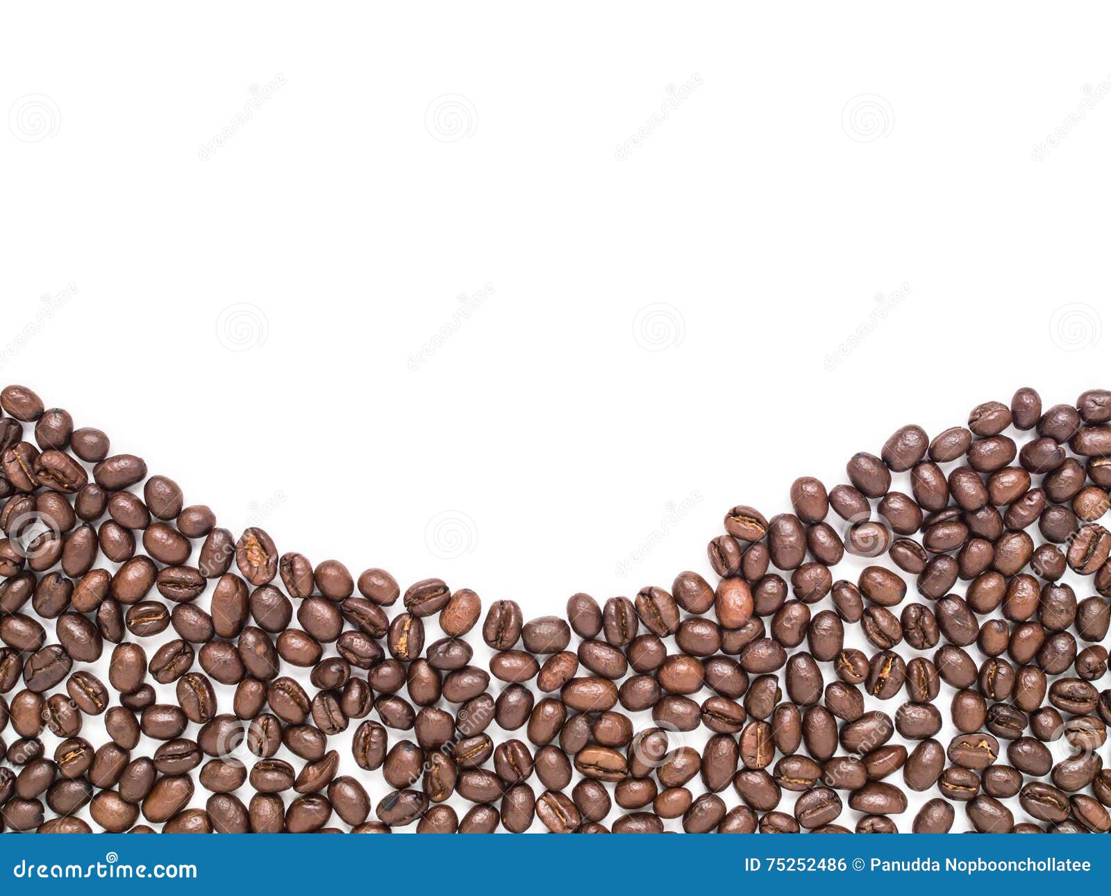Isolated Coffee Beans Arrange at the Bottom in Curve Line Shape Stock ...