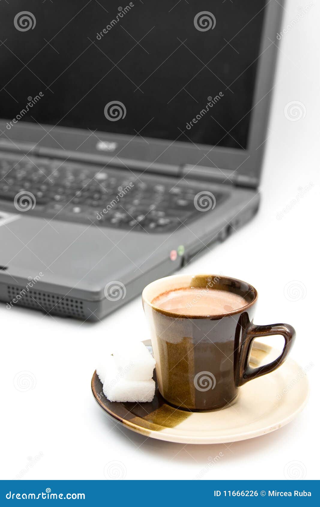 Isolated coffee and laptop stock photo. Image of glasses - 11666226