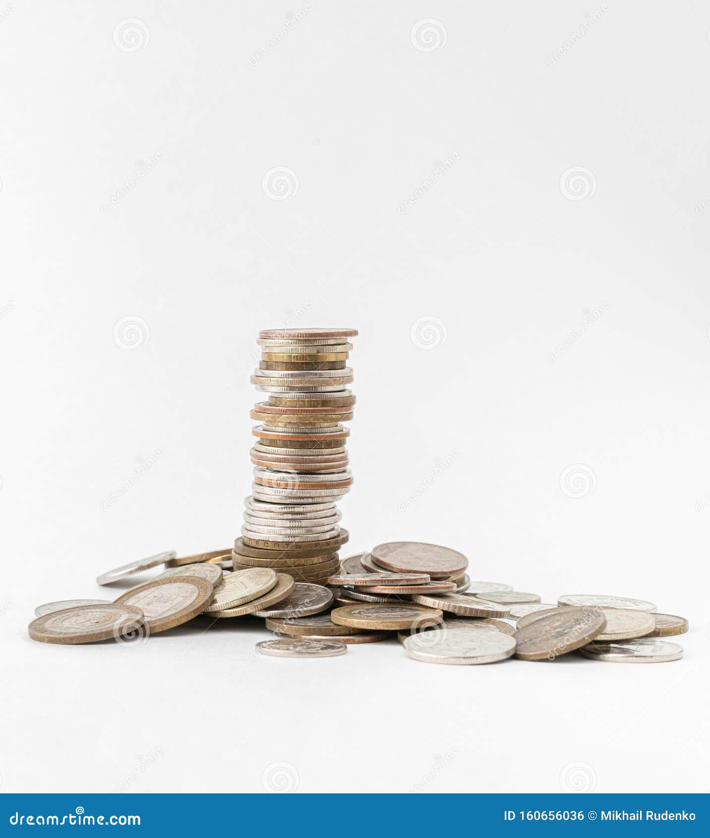 Isolated Coin Stack Column, Concept of Future Money Growth Increases ...